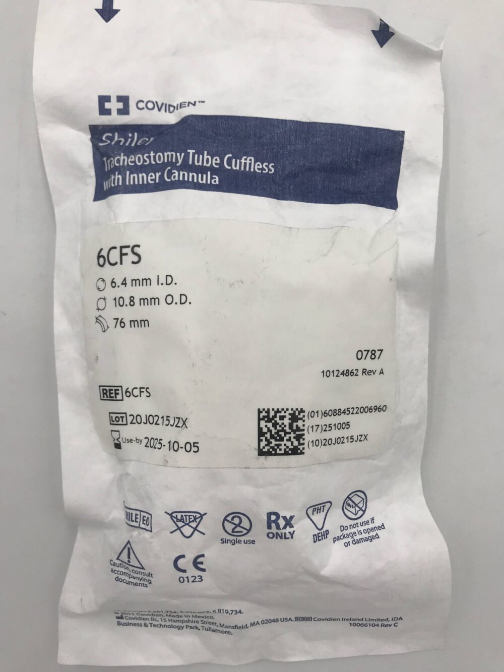 COVIDIEN 6CFS Shiley Tracheostomy Tube Cuffless With Inner Cannula - GB ...