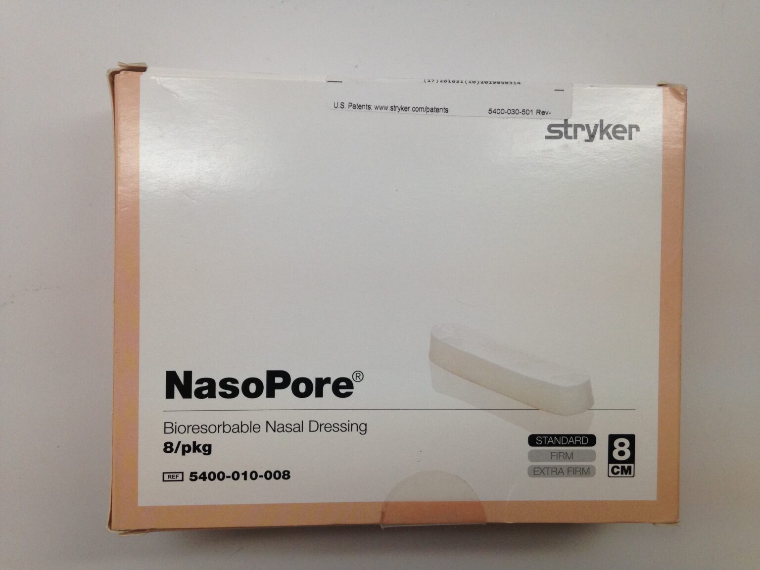STRYKER 5400-010-008 NasoPore Bioresorbable Nasal Dressing, 8cm (8/Box ...