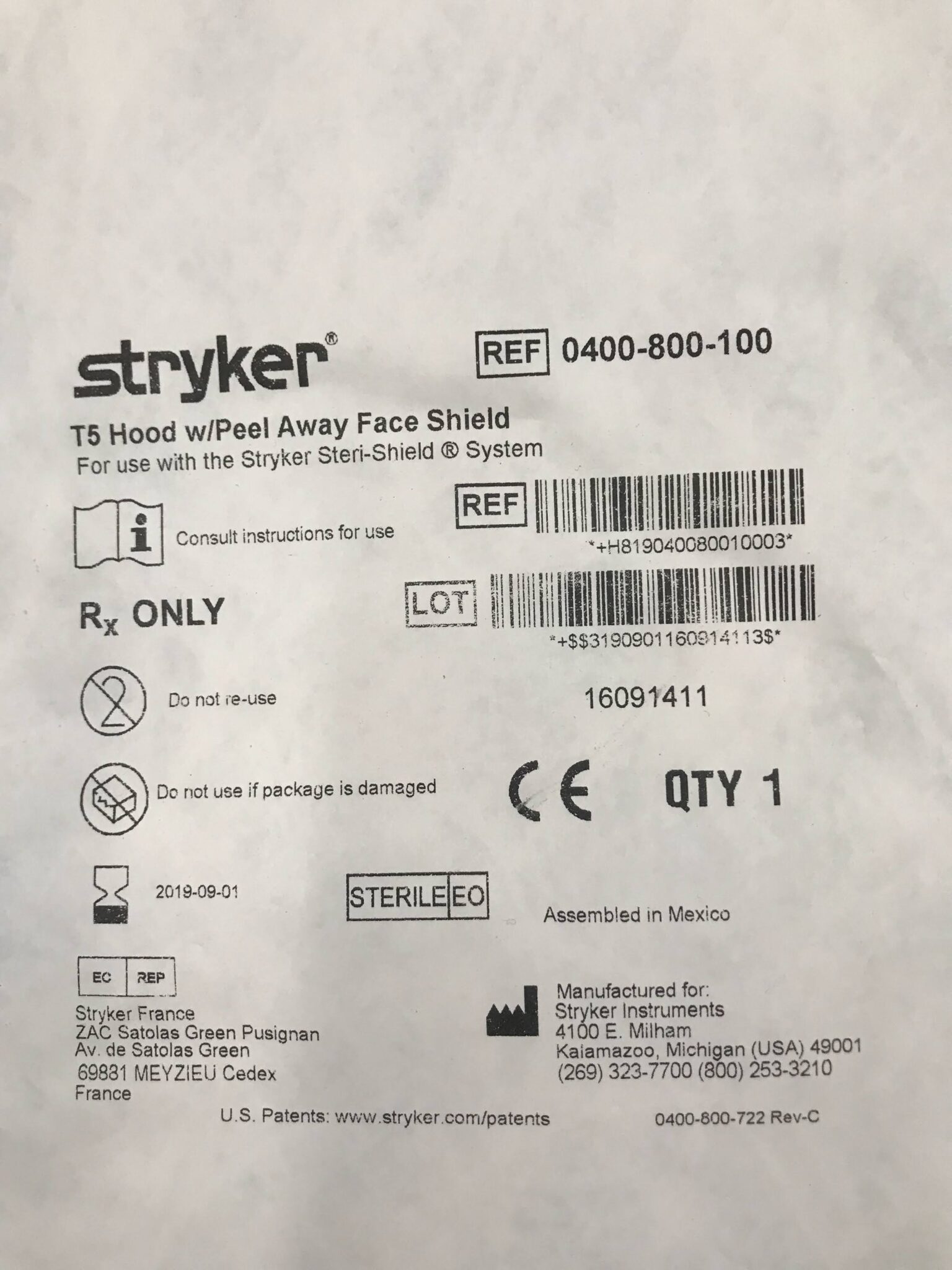 STRYKER 0400-800-100 T5 Hood With Peel-Away Face Shield (X) – GB TECH USA
