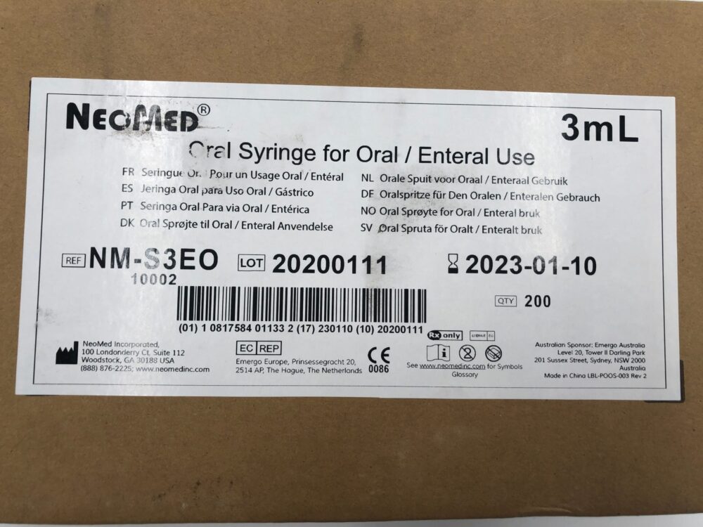 NEOMED NM-S3EO Oral Syringe For Oral/Enteral Use, 3mL (200/Cs) - GB ...