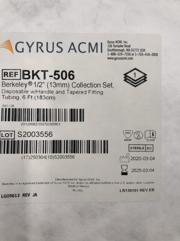 GYRUS BKT-506 Berkeley 1/2″ Collection Set, Disposable W/Handle And ...