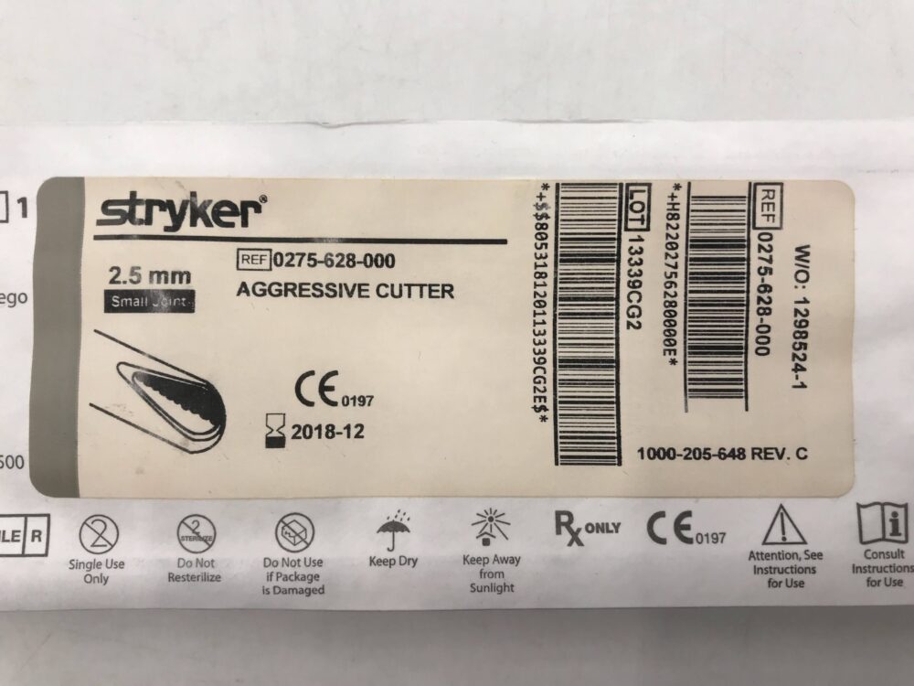 STRYKER 0275-628-000 TPS Small-Joint Aggressive Cutter, 2.5mm x 80mm (X ...