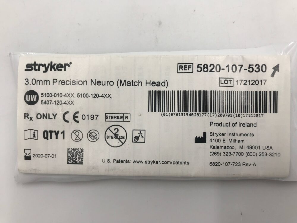 STRYKER 5820-107-530 Precision Neuro Drill, 3.0mm x 3.8mm (X) - GB TECH USA