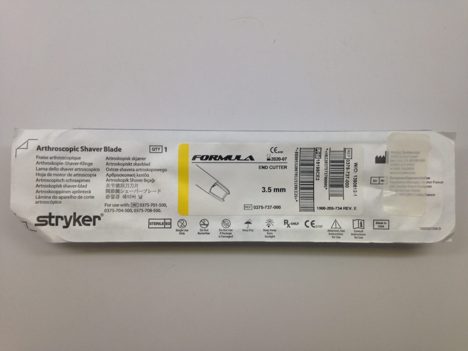 STRYKER 0375-737-000 Formula End Cutter, Arthroscopic Shaver Blade, 3 ...