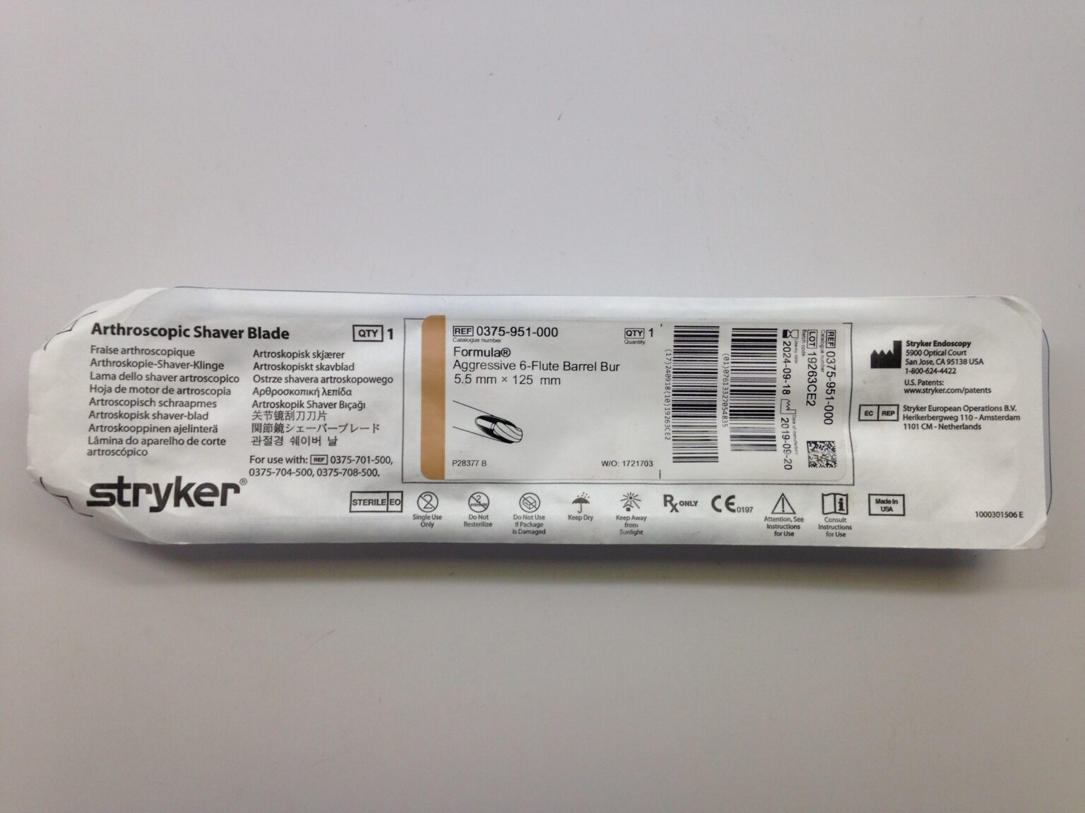 STRYKER 0375-951-000 Formula Aggressive 6-Flute Barrel Bur ...