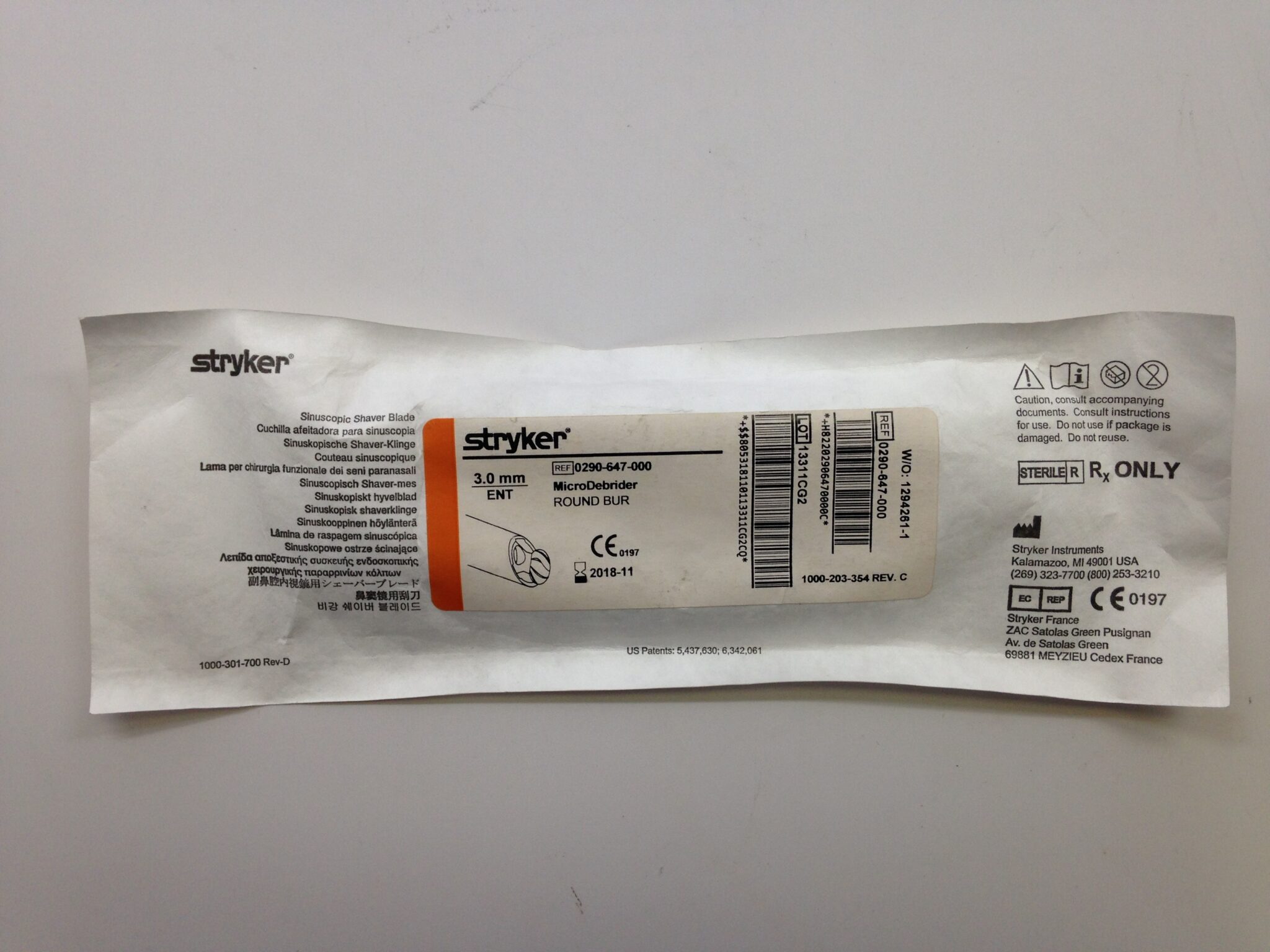 STRYKER 0290-647-000 MicroDebrider Round Bur, Sinuscopic Shaver Blade ...