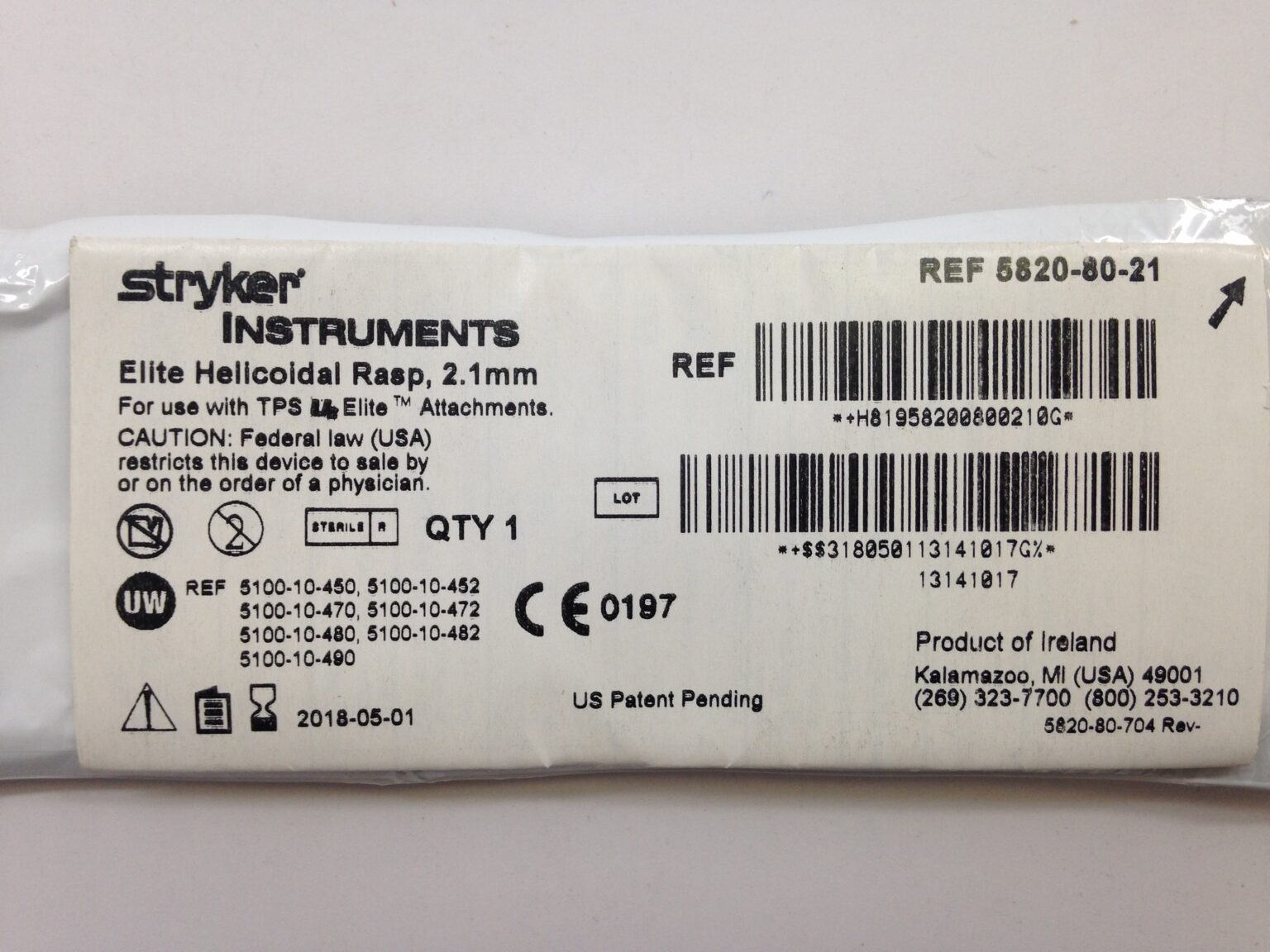 STRYKER 5820-80-21 Elite Helicoidal Rasp Bur, 2.1mm (X) - GB TECH USA