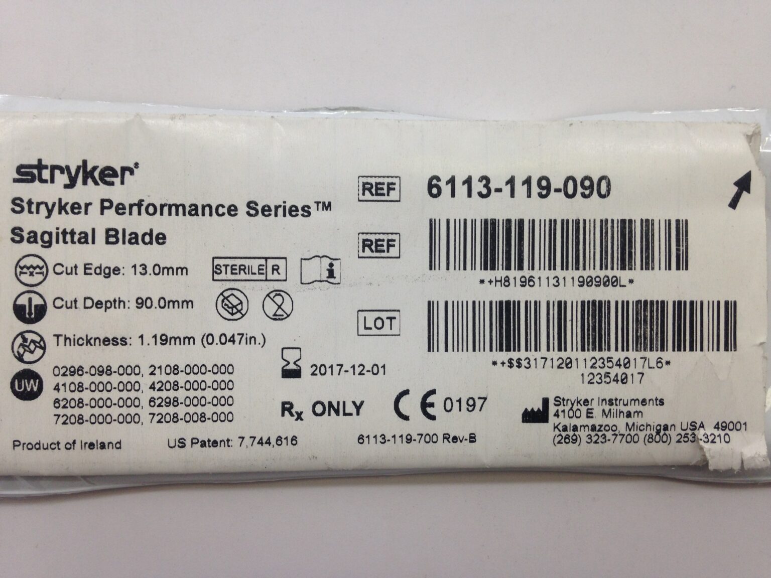 STRYKER 6113-119-090 Performance Series Sagittal Blade (X) - GB TECH USA