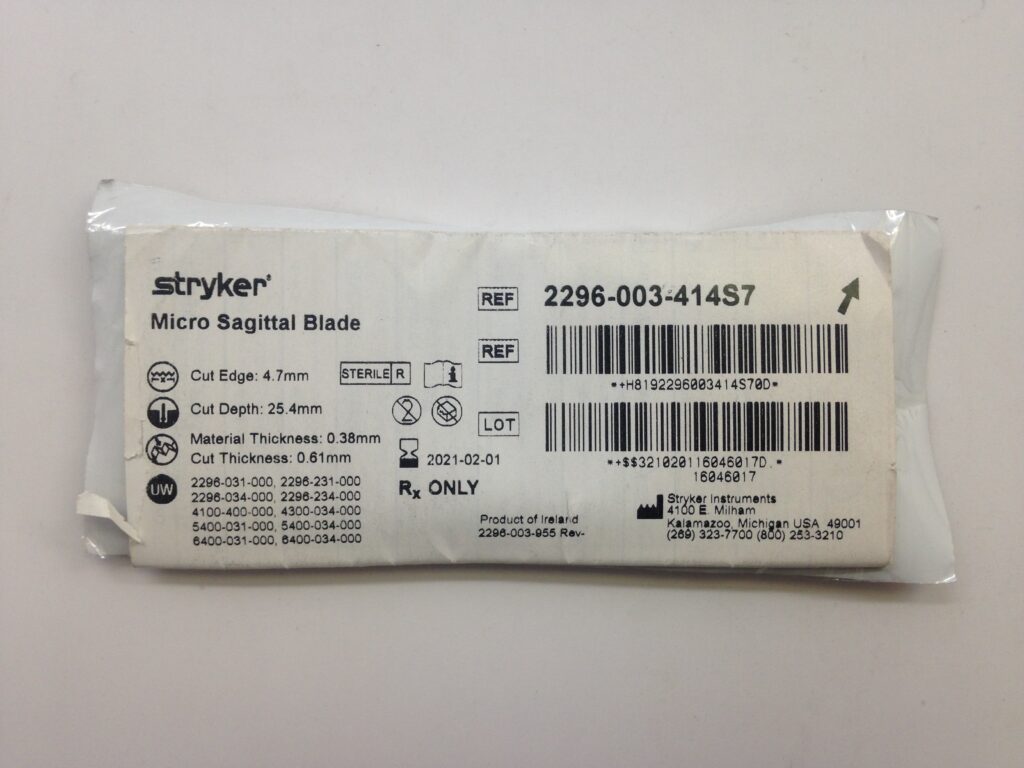 STRYKER 2296-003-414S7 Micro Sagittal Blade (X) - GB TECH USA