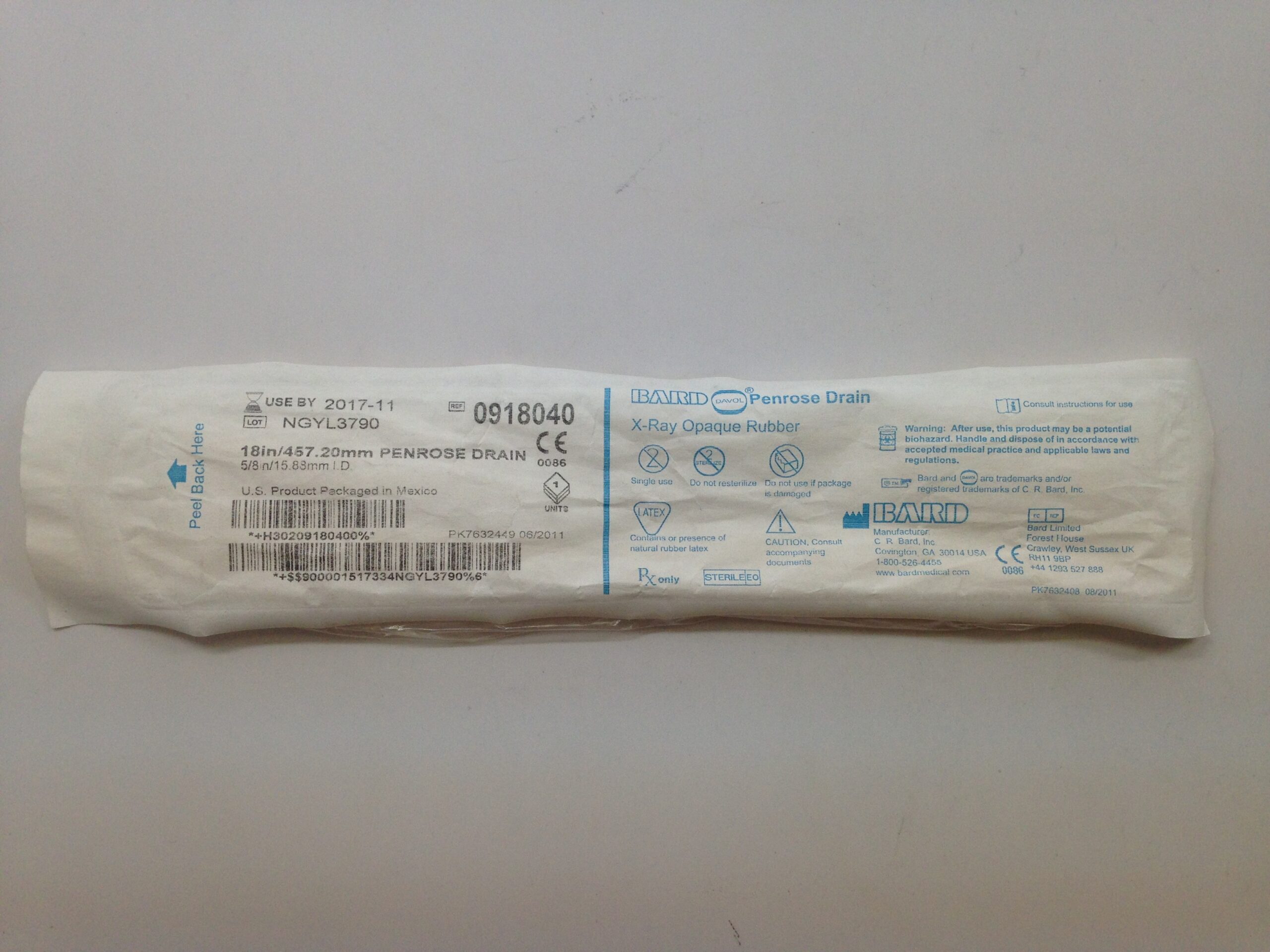 BARD 0918040 Penrose Drain, X-Ray Opaque Rubber, 18in/457.20mm (X) - GB ...