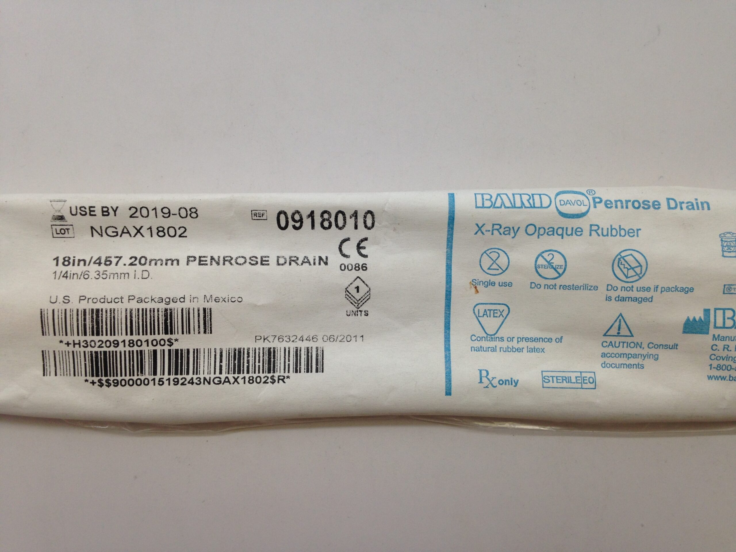 BARD 0918010 Penrose Drain, X-Ray Opaque Rubber, 18in/457.20mm (X) - GB ...