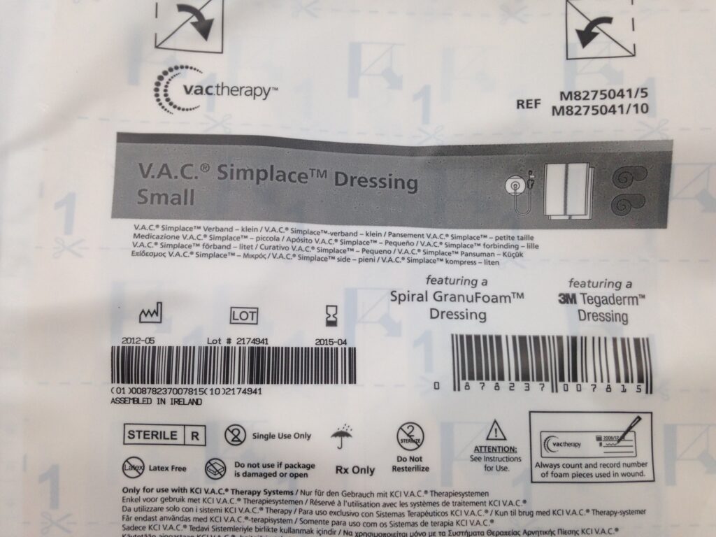 KCI M8275041 V.A.C. Simplace Dressing, Small (X) - GB TECH USA