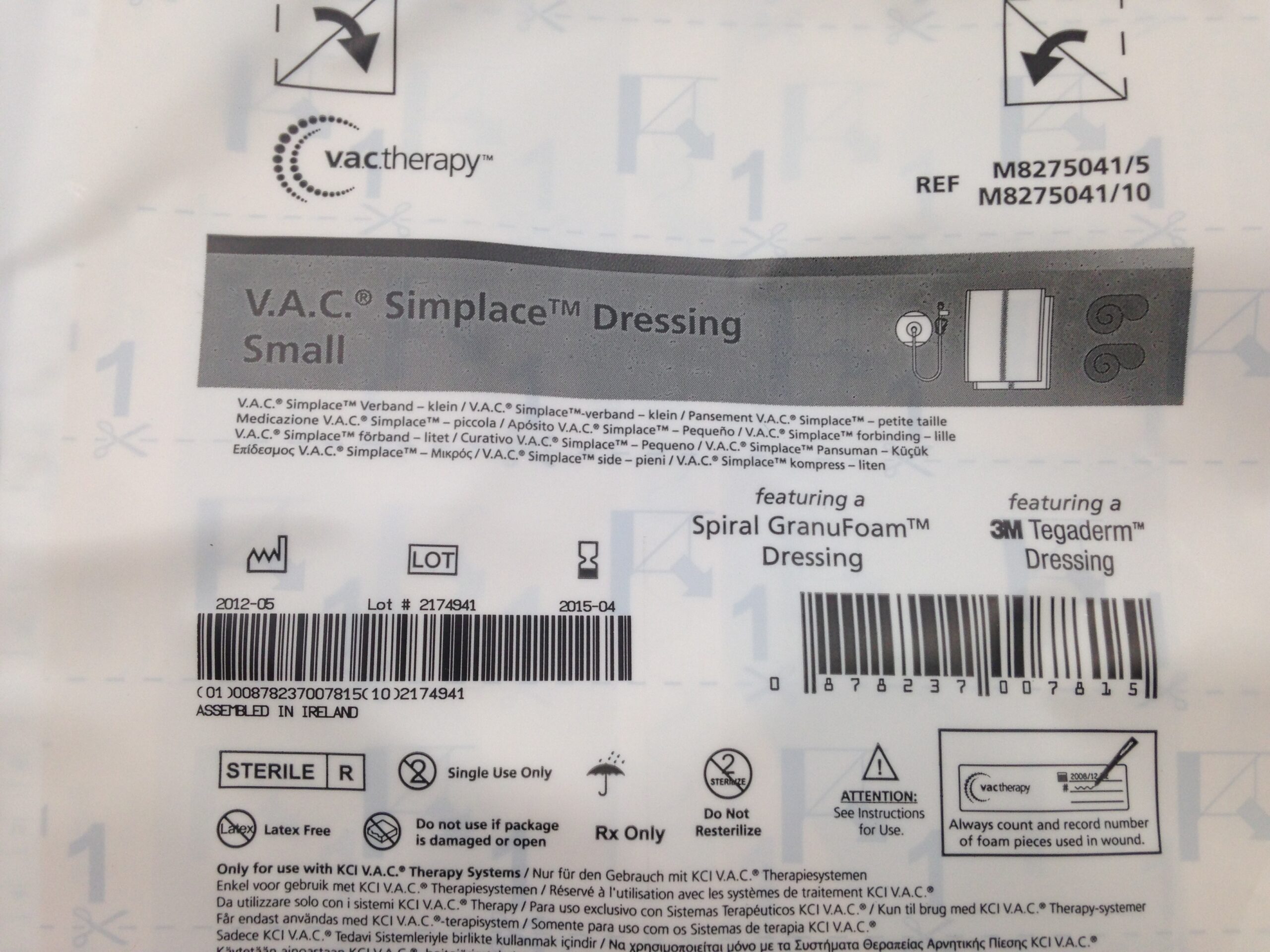 KCI M8275041 V.A.C. Simplace Dressing, Small (X) - GB TECH USA