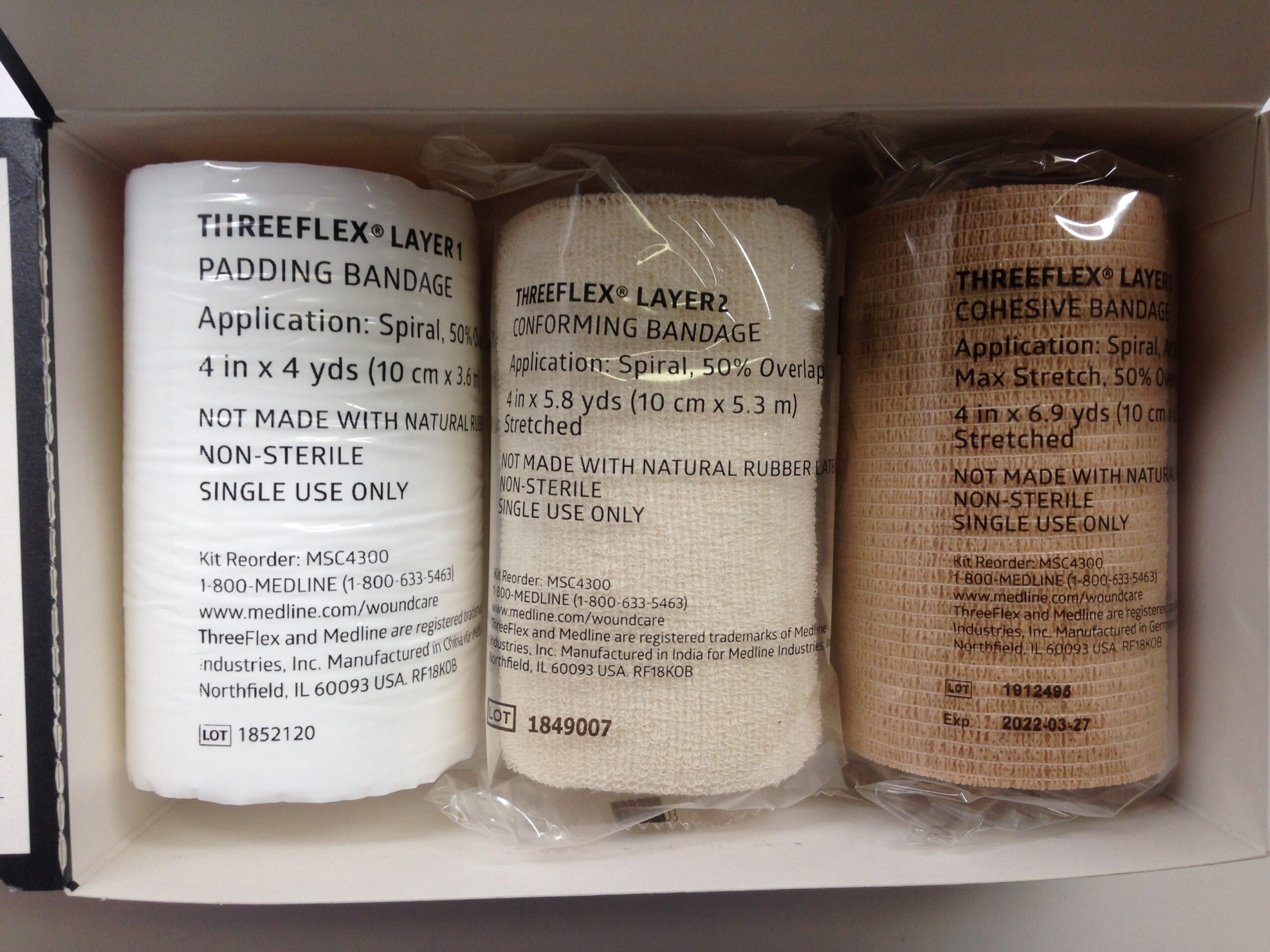 MEDLINE MSC4300 Threeflex Three Layer Compression Bandage System (Case ...