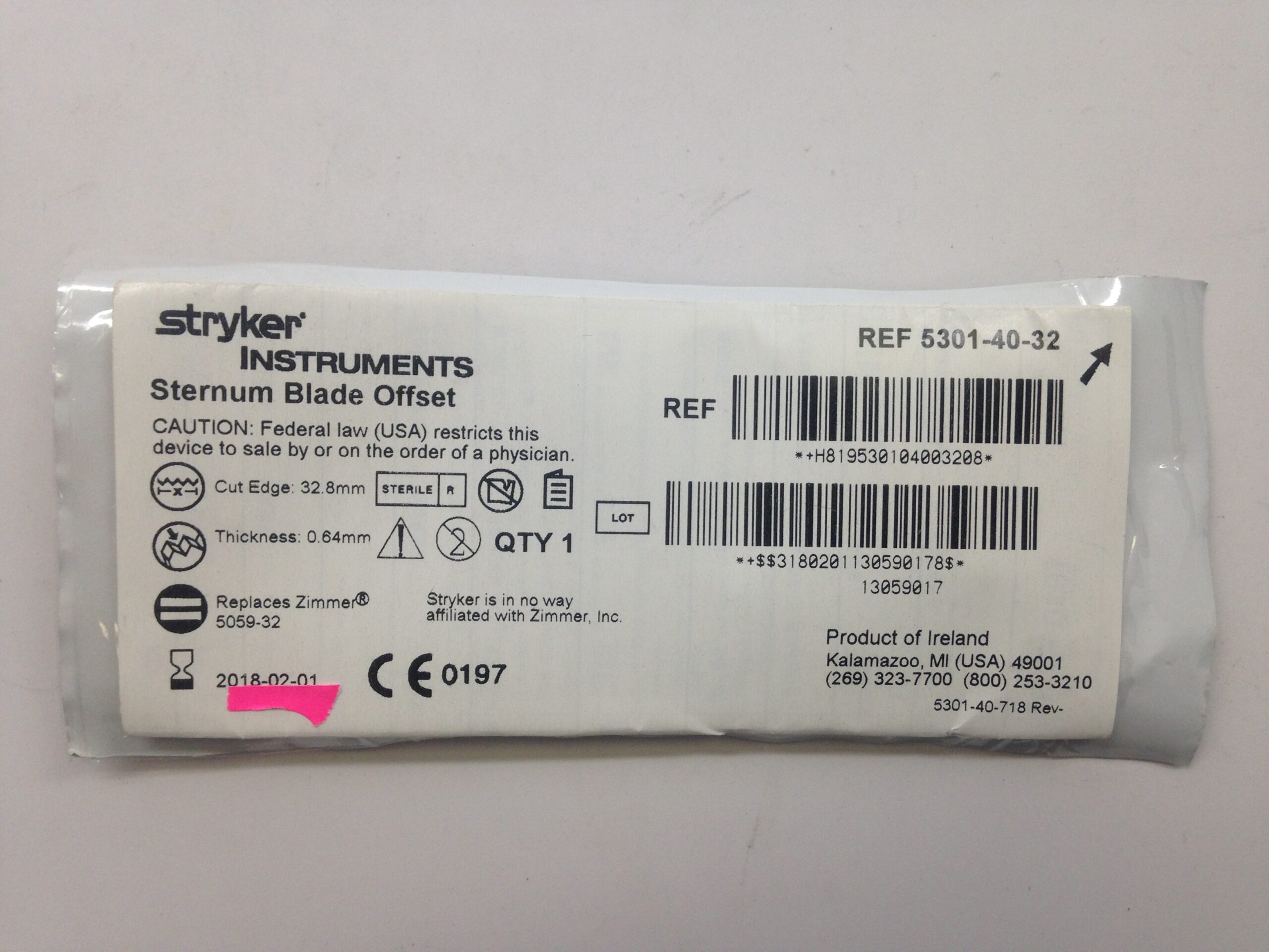 STRYKER 5301-40-32 Sternum Blade Offset (X) - GB TECH USA