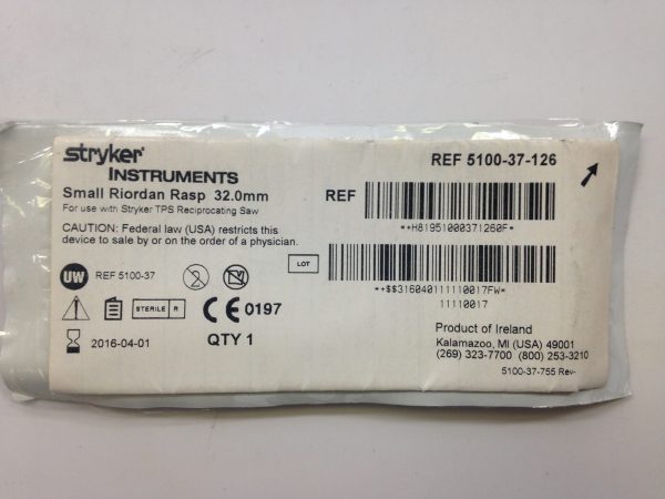STRYKER 5100-37-126 Small Riordan Rasp, 32.0mm (X) - GB TECH USA