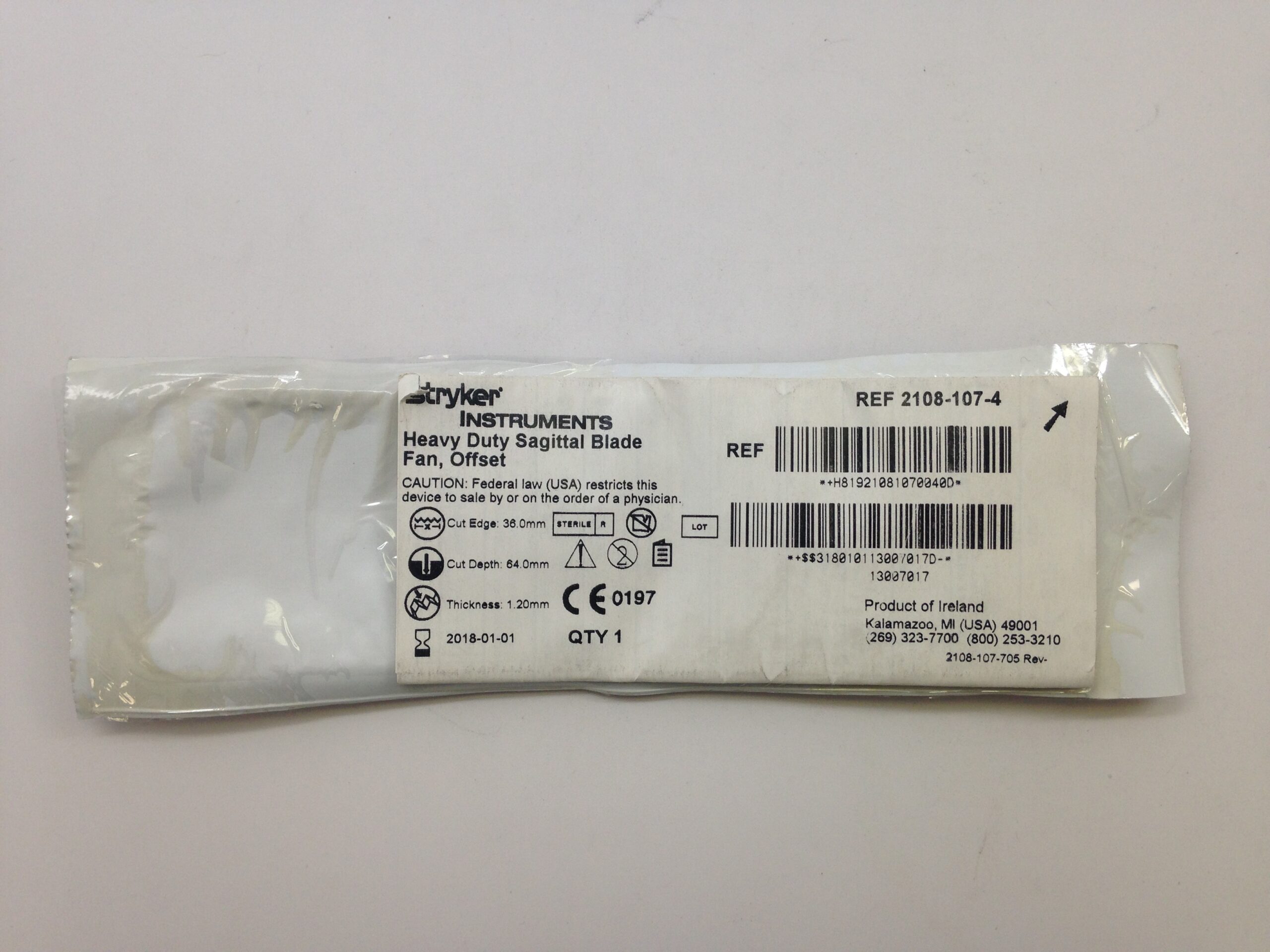 STRYKER 2108-107-4 Heavy Duty Sagittal Blade, Fan, Offset (X) - GB TECH USA