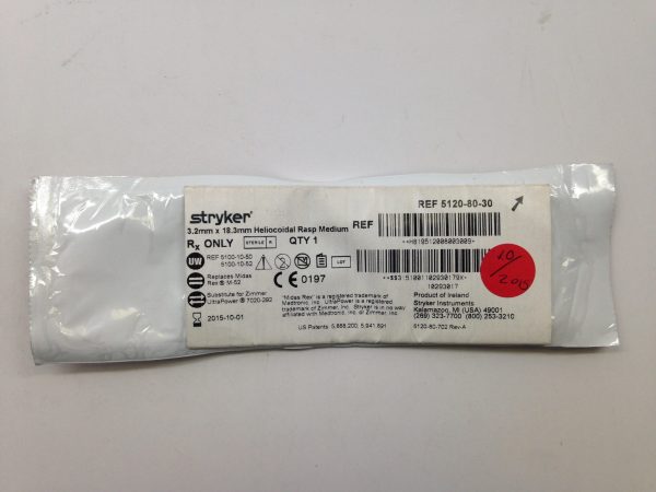 STRYKER 5120-80-30 Helicoidal Rasp, Medium, 3.2mm x 18.3mm (X) - GB ...