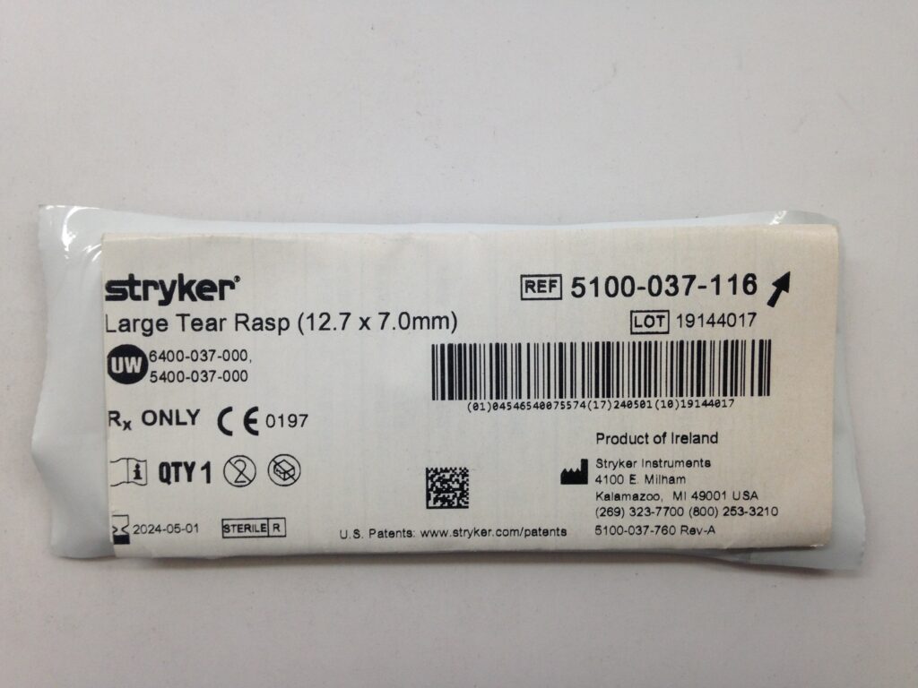 STRYKER 5100-37-116 Large Tear Rasp, 12.7mm x 7.0mm (X) – GB TECH USA