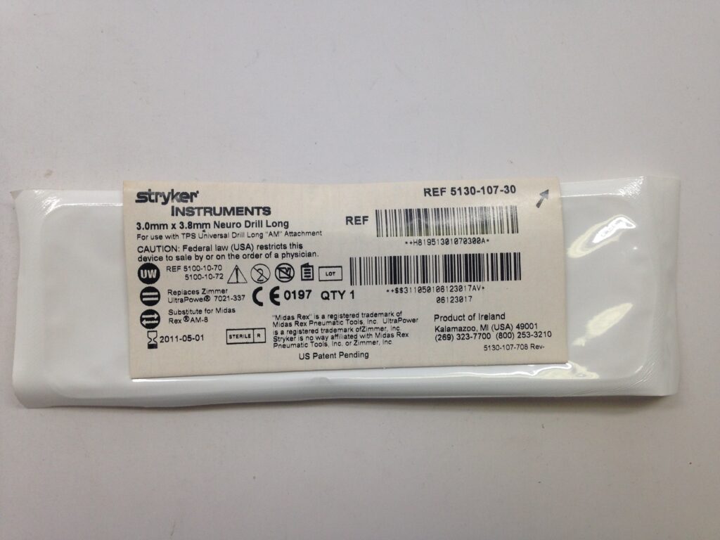 STRYKER 5130-107-30 Neuro Drill Long, 3.0mm x 3.8mm (X) – GB TECH USA