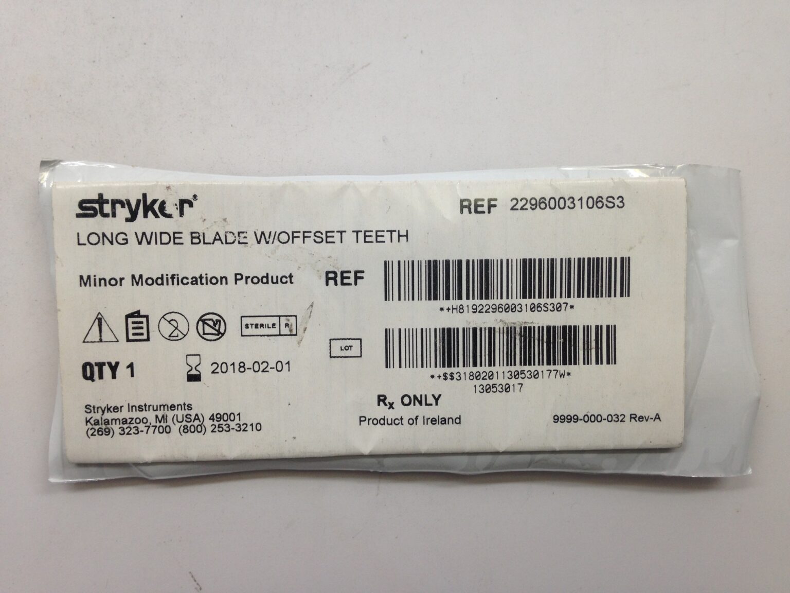 STRYKER 2296003106S3 Long Wide Blade W/Offset Teeth (X) - GB TECH USA