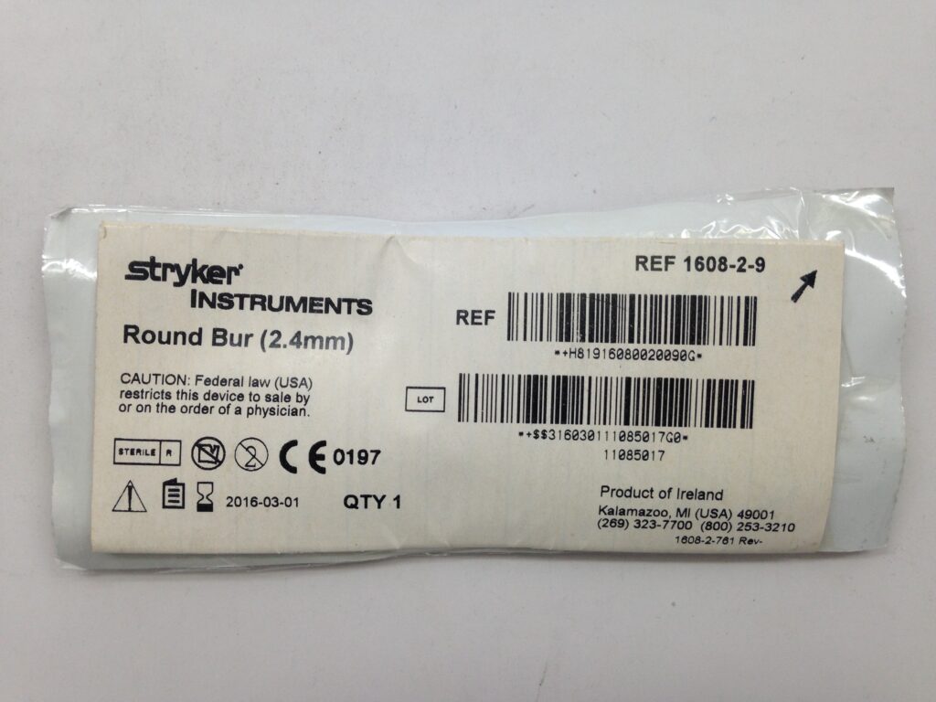 STRYKER 1608-2-9 Round Bur, 2.4mm (X) – GB TECH USA