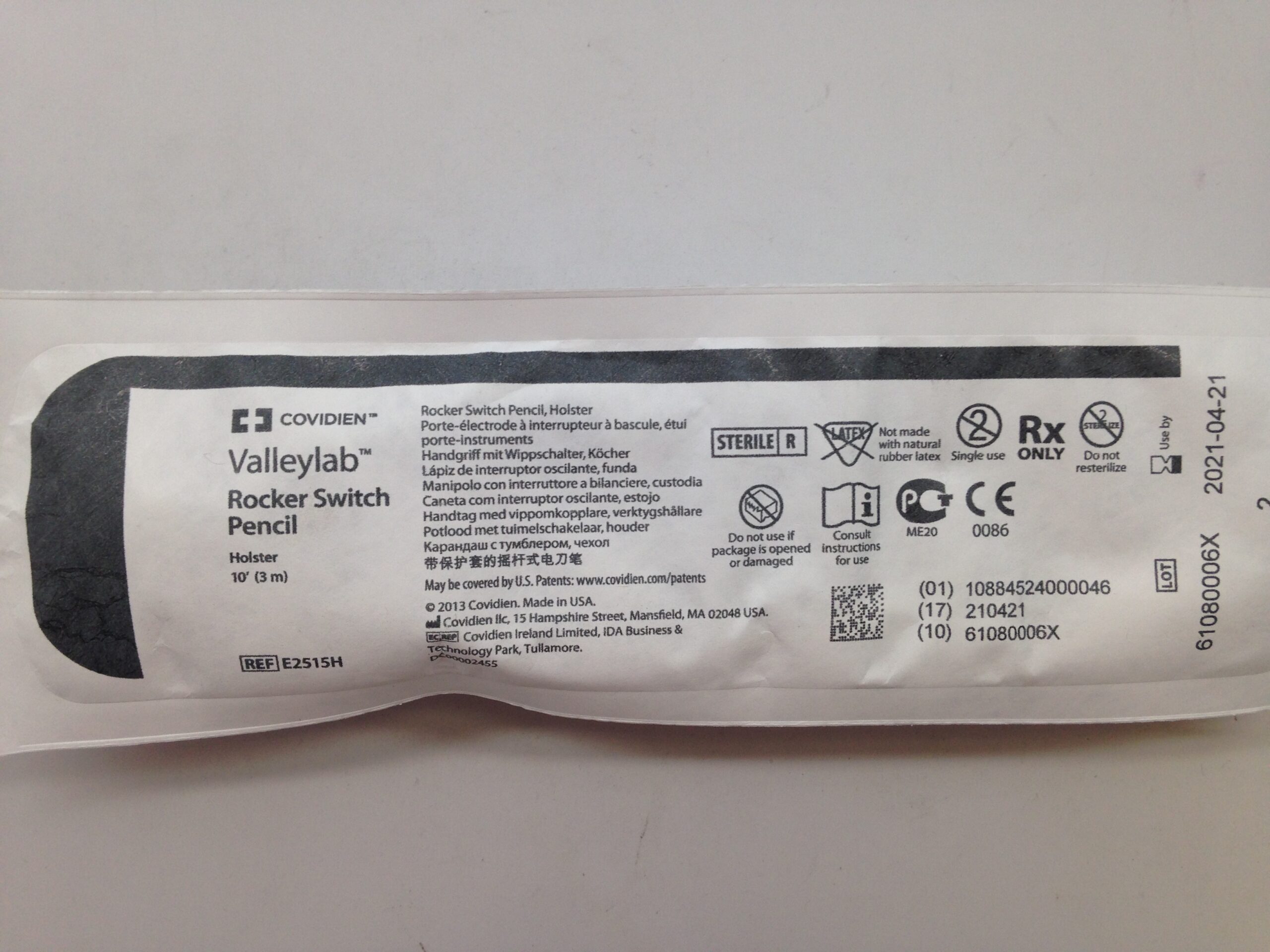 COVIDIEN E2515H Valleylab Rocker Switch Pencil, 10″ (X) – GBtech USA