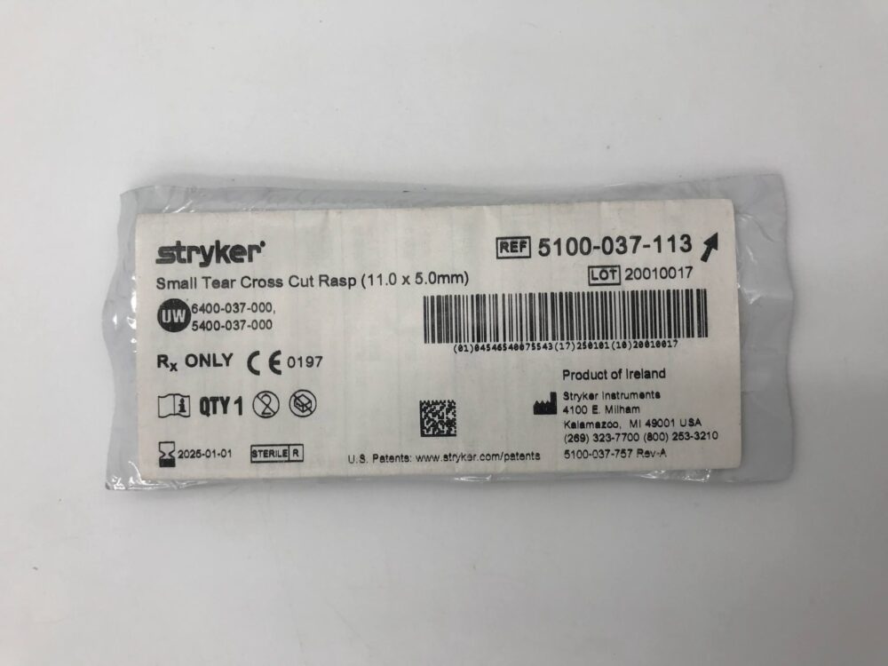 STRYKER 5100-37-113 Small Tear Cross Cut Rasp, 11.0mm x 5.0mm – GB TECH USA