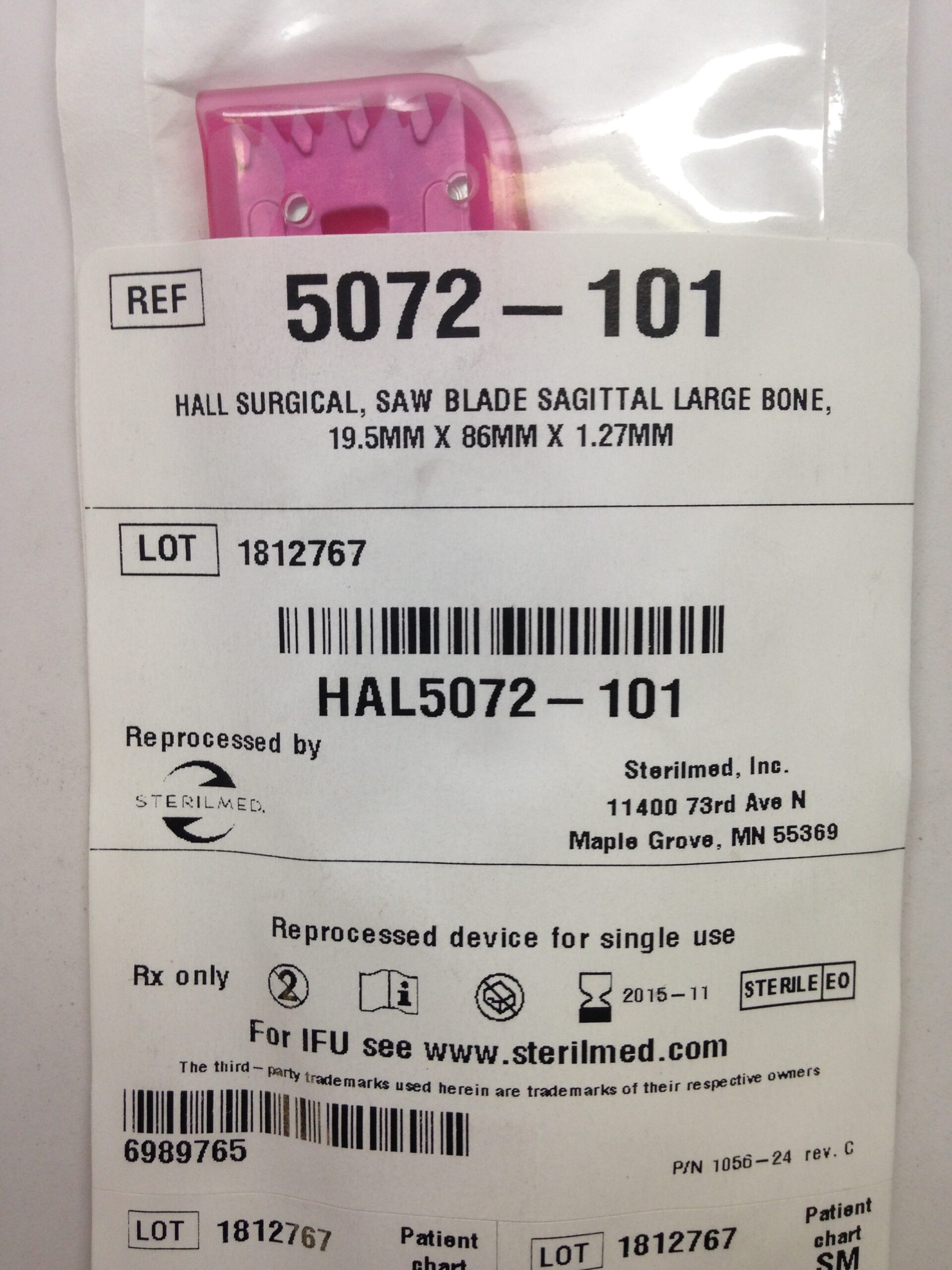 HALL SURGICAL 5072-101 Saw Blade Sagittal Large Bone, 19.5mm x 86mm x 1 ...