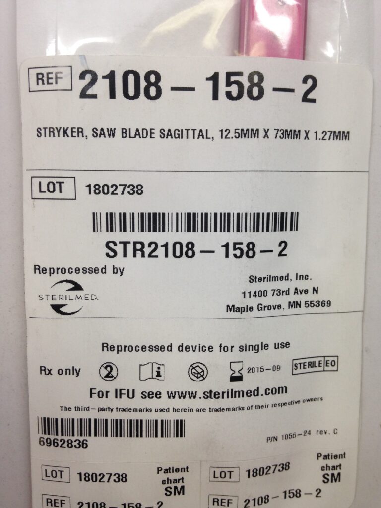 STRYKER 2108-158-2 Saw Blade Sagittal, 12.5mm x 73mm x 1.27mm ...