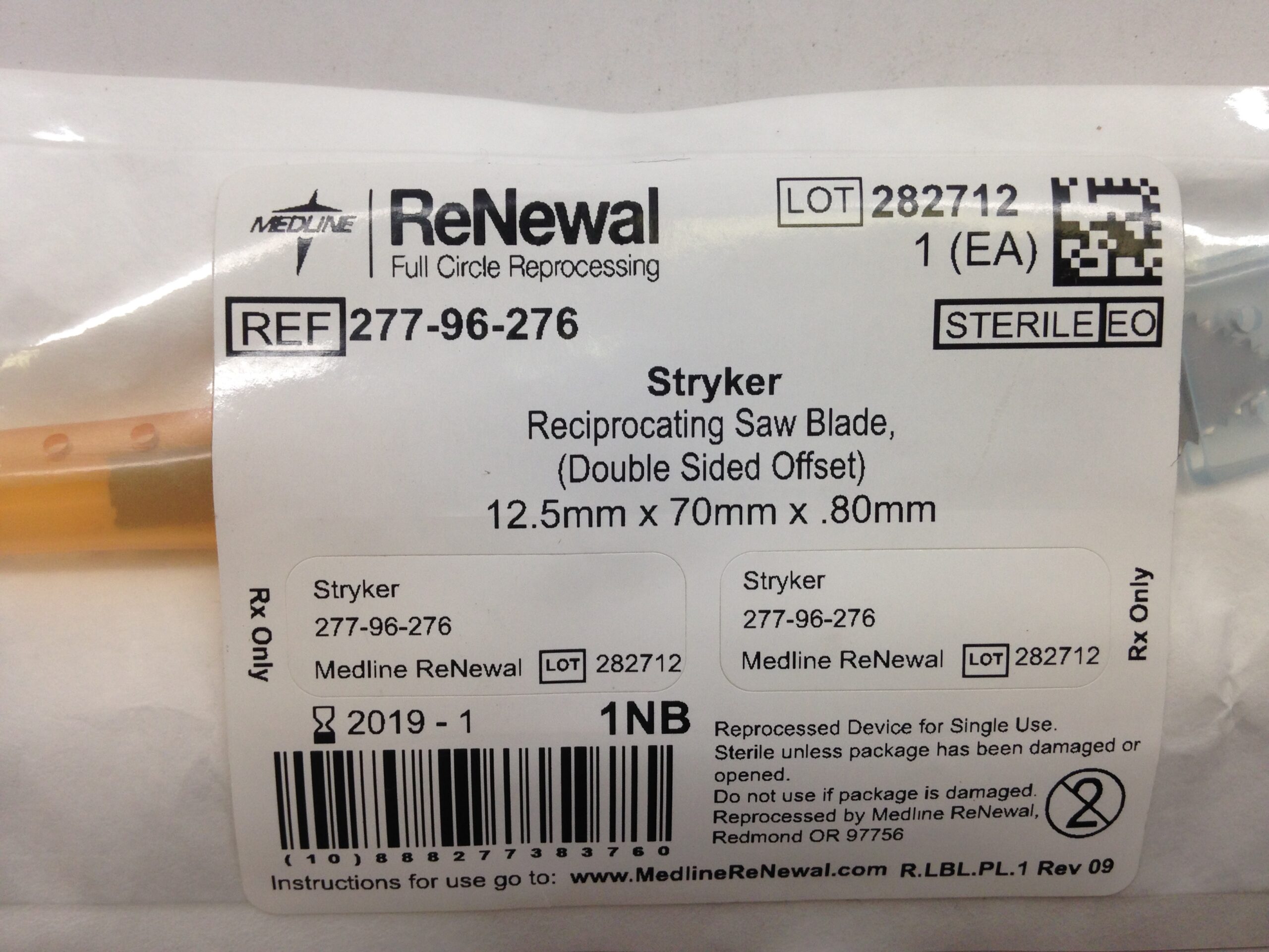 STRYKER 277-96-276 Reciprocating Saw Blade, (Double Sided Offset), 12 ...