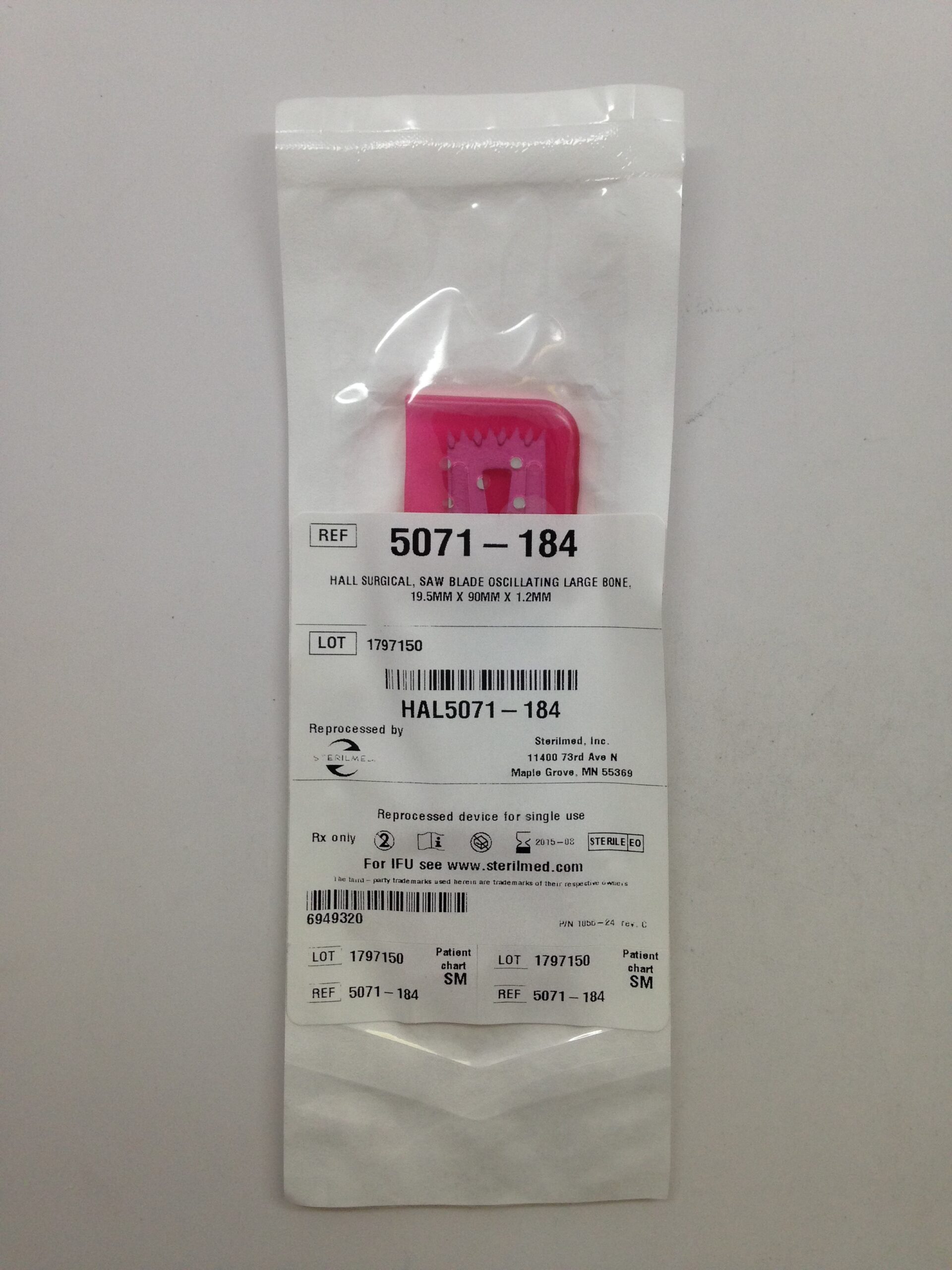 HALL SURGICAL 5071-184 Saw Blade Oscillating Large Bone, 19.5mm x 90mm ...
