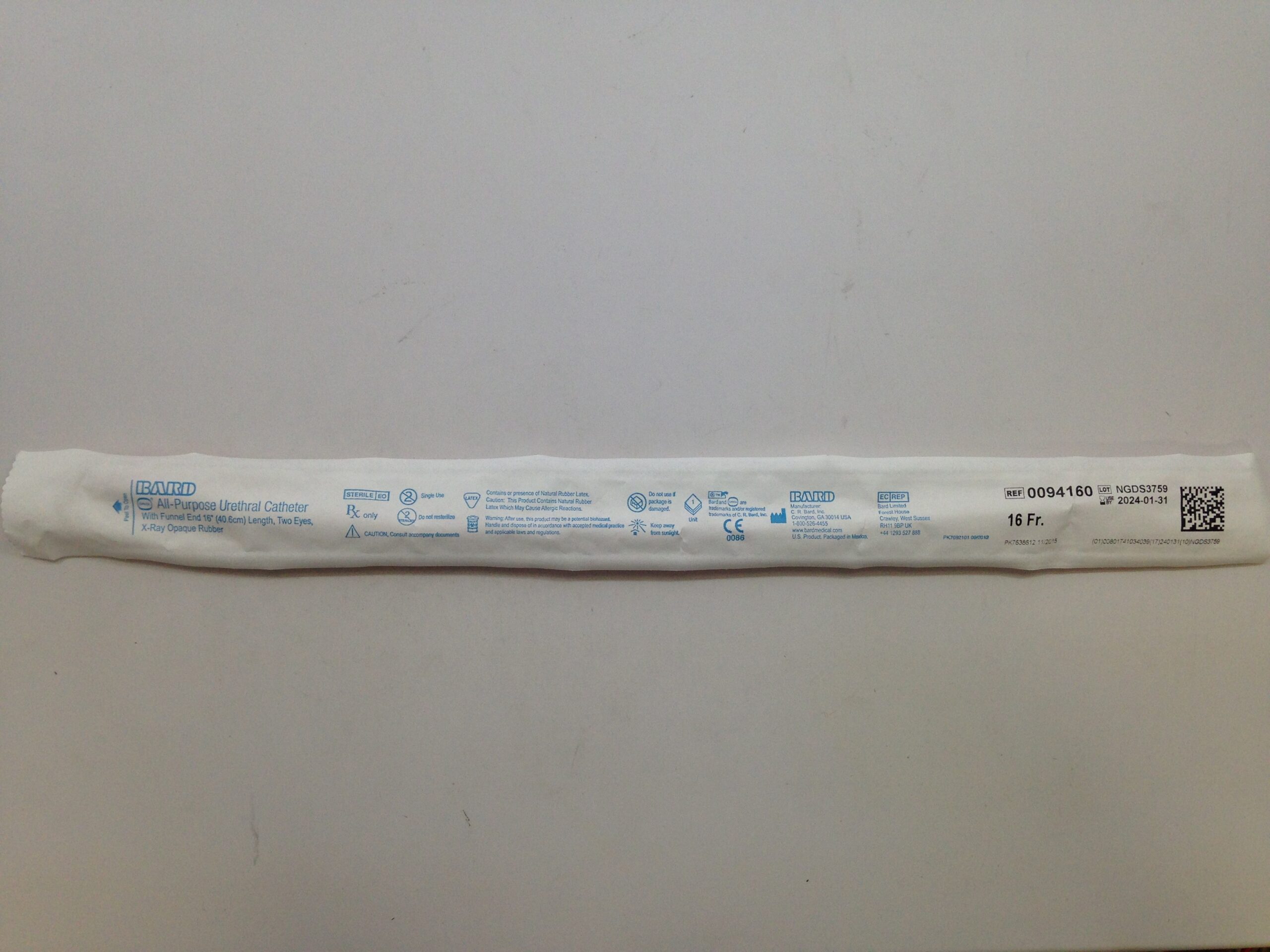 BARD 0094160 All-Purpose Urethral Catheter With Funnel End, Two Eyes, X ...