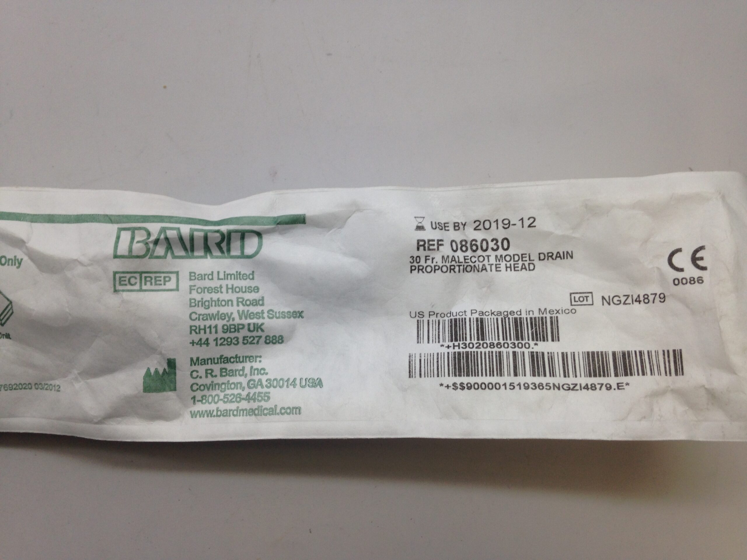 BARD 086030 Urethral Catheter, 30Fr Malecot Model Drain Proportionate ...