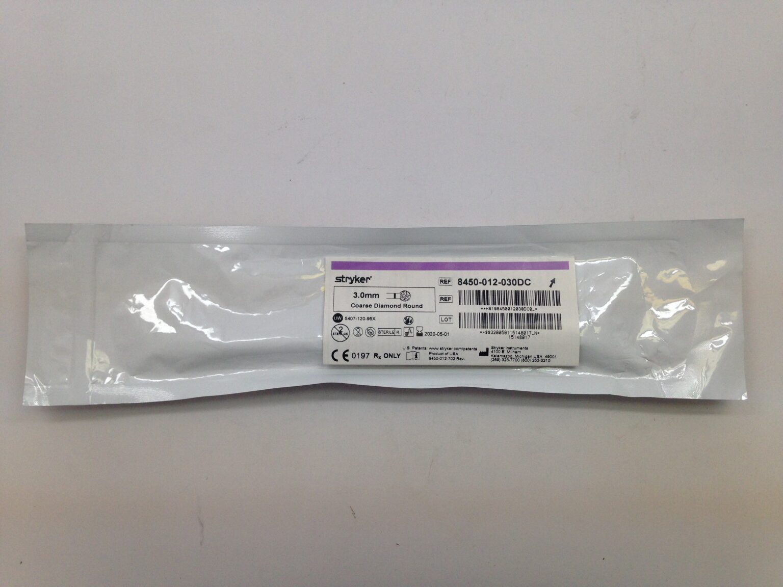 STRYKER 8450-012-030DC Coarse Diamond Round, 3.0mm (X) - GB TECH USA