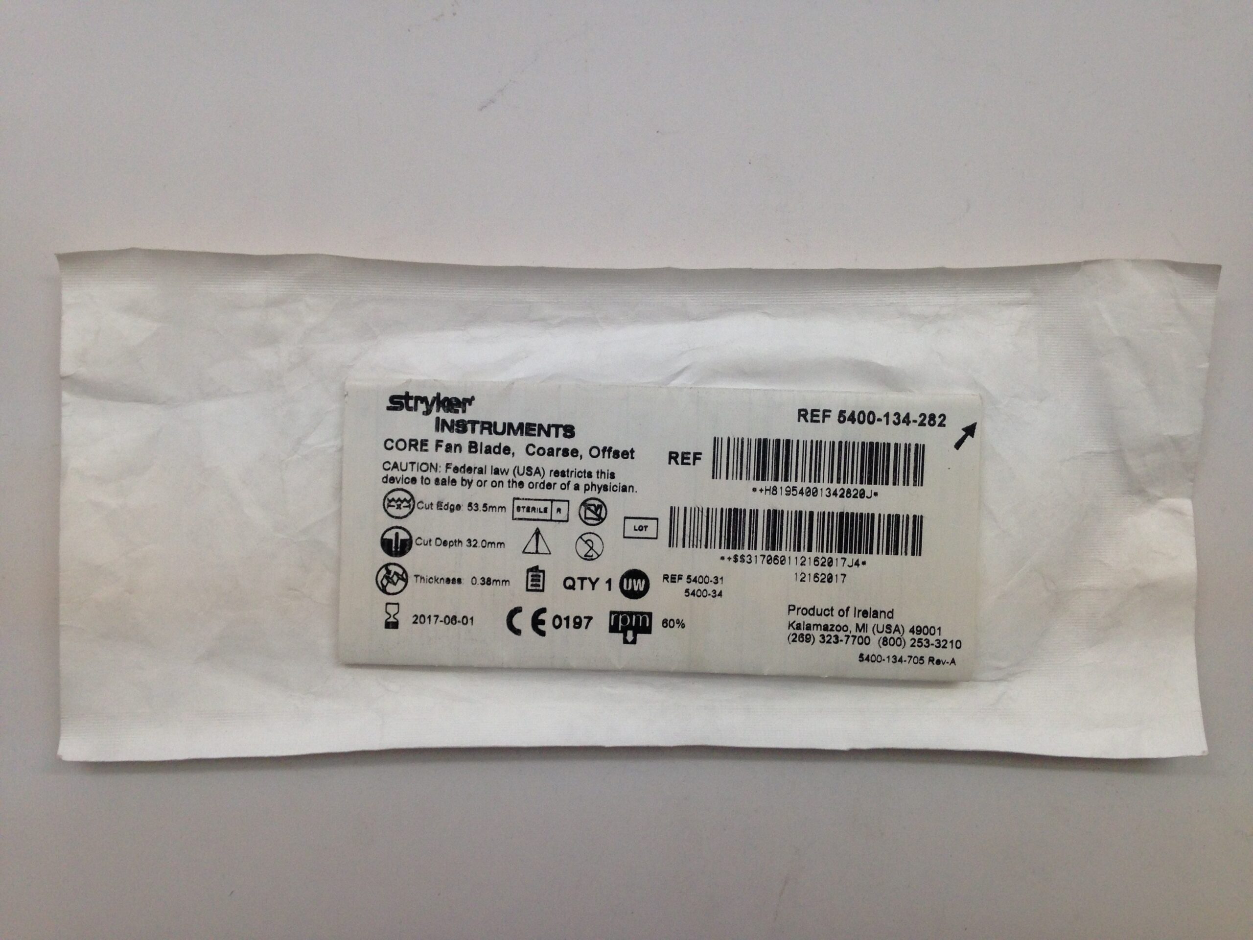STRYKER 5400-134-282 CORE Fan Blade, Coarse, Offset (X) - GB TECH USA