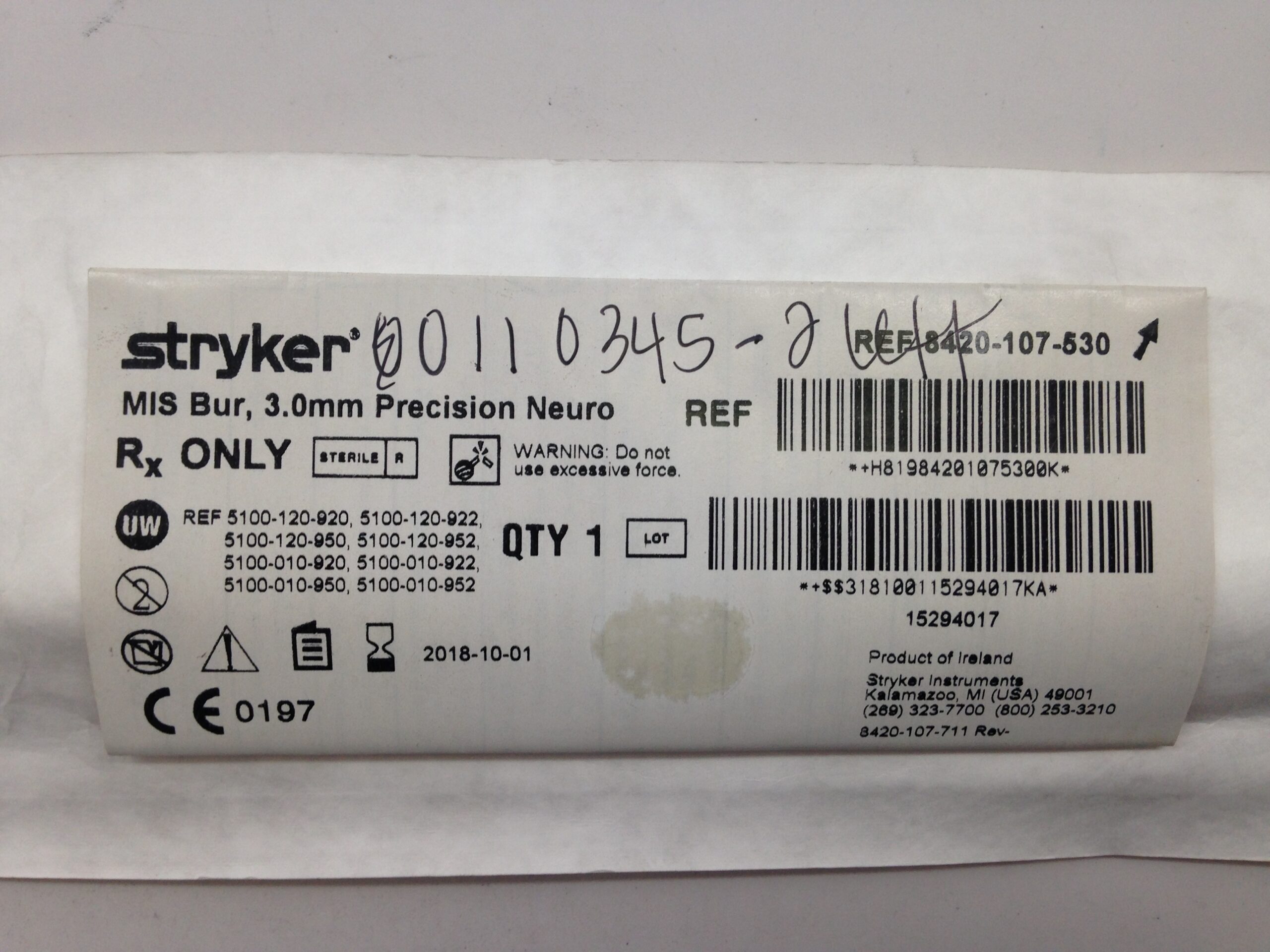 STRYKER 8420-107-530 MIS Bur, 3.0mm Precision Neuro (X) - GB TECH USA