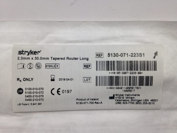 STRYKER 5130-071-223S1 Tapered Router Long, 2.3mm x 30.0mm (X) - GB ...