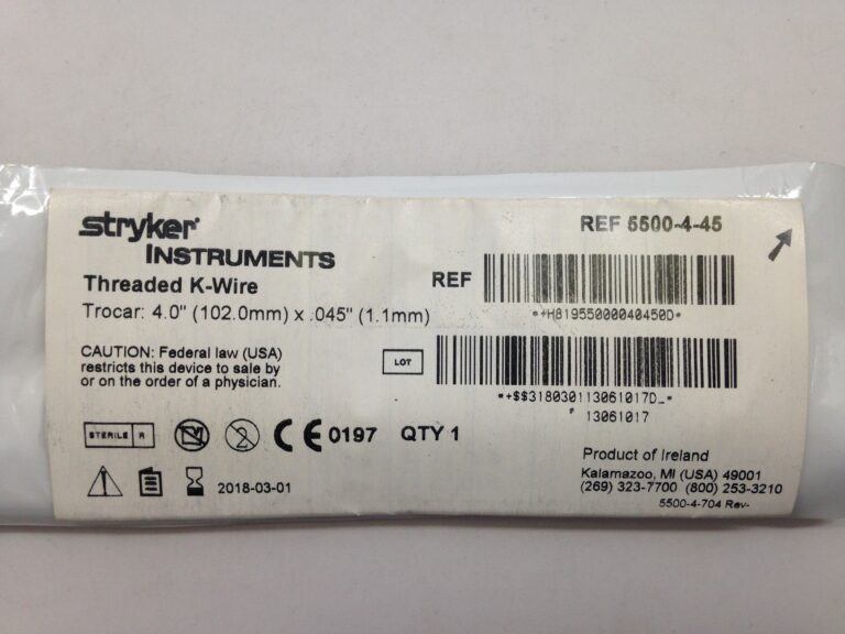 STRYKER 5500-4-45 Threaded K-Wire, 4.0" x .045" (X) - GB TECH USA