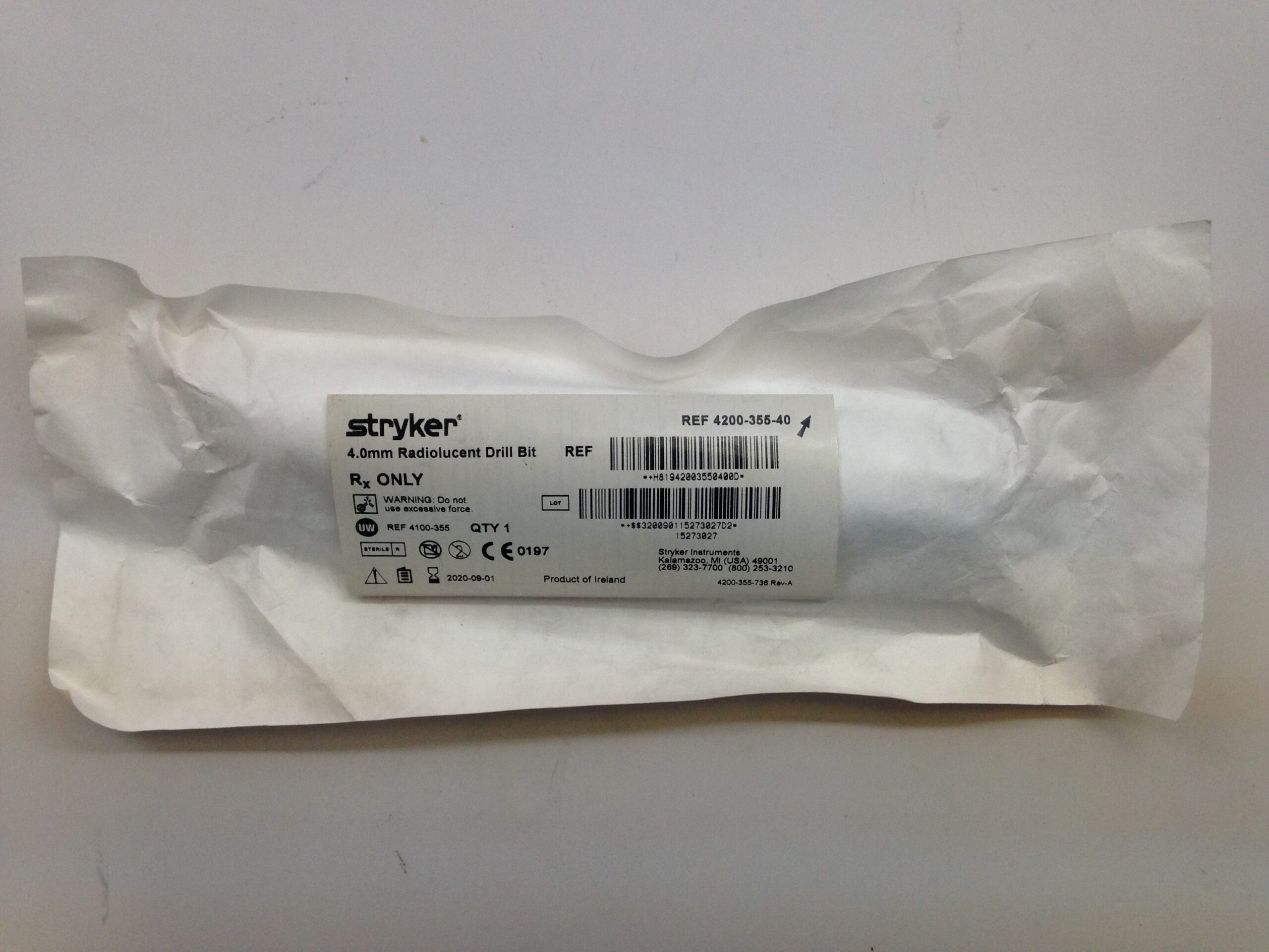 STRYKER 4200-355-40 Radiolucent Drill Bit, 4.0mm (X) - GB TECH USA