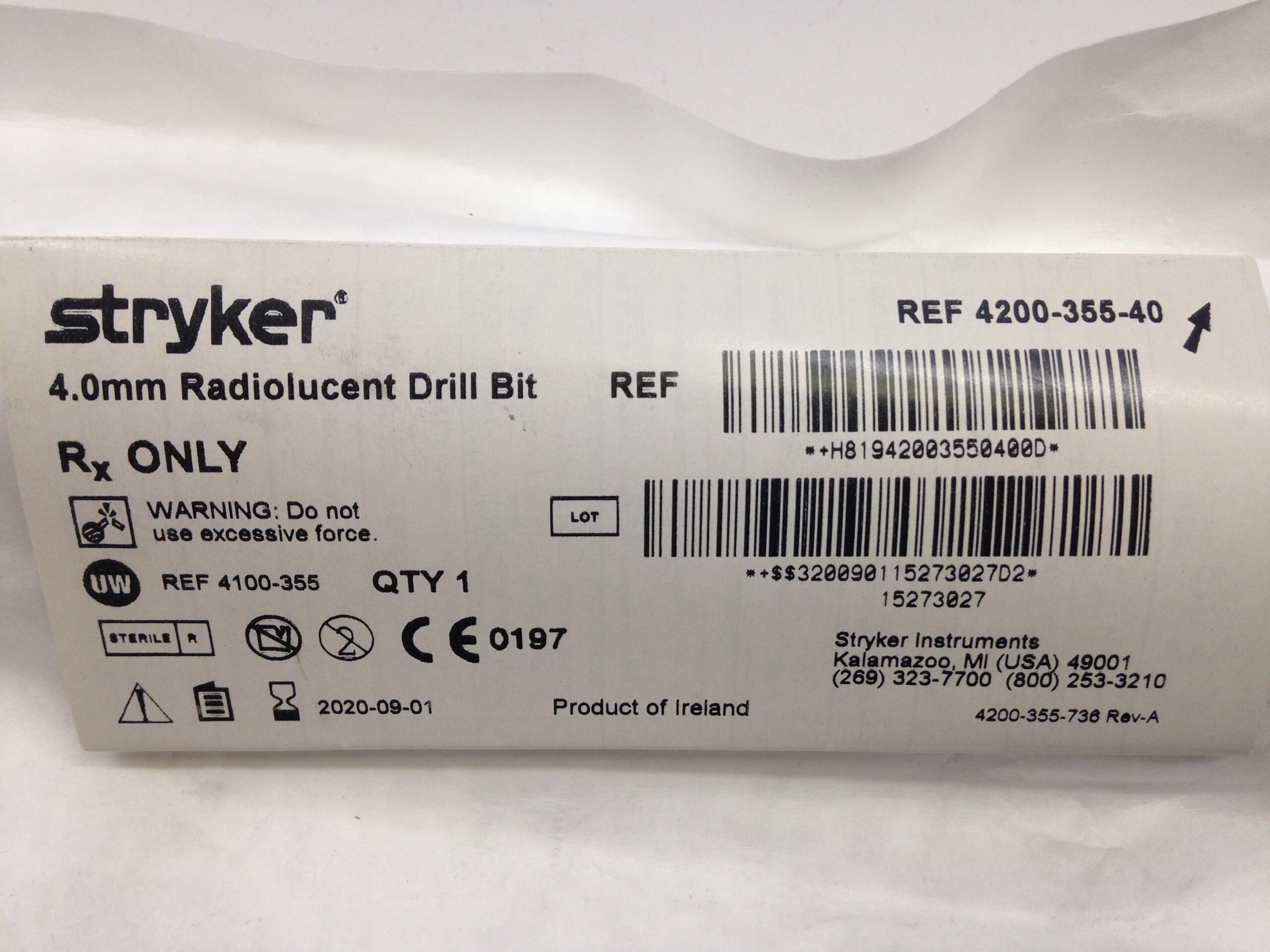 STRYKER 4200 355 40 Radiolucent Drill Bit 4 0mm X GB TECH USA