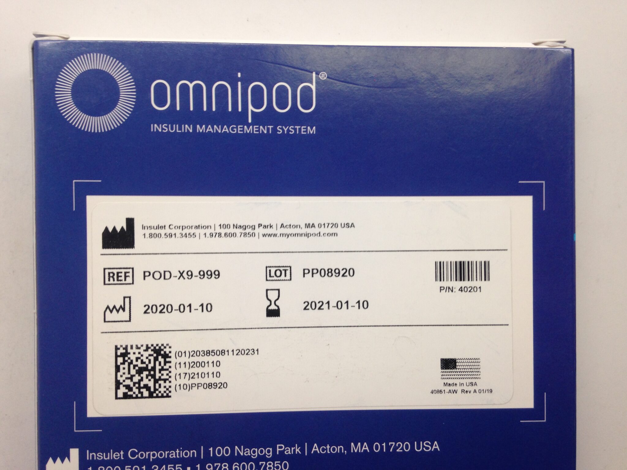 INSULET POD-X9-999 Omnipod Insulin Management System (10/Box) (X) - GB ...