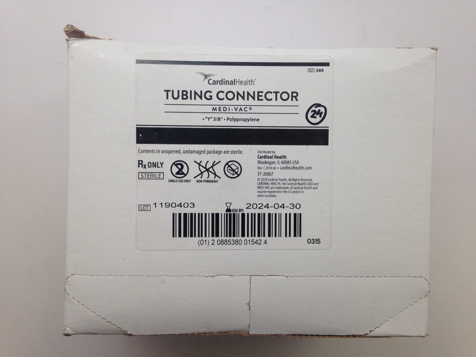 CARDINAL HEALTH 369 Tubing Connector (Box of 24) - GB TECH USA