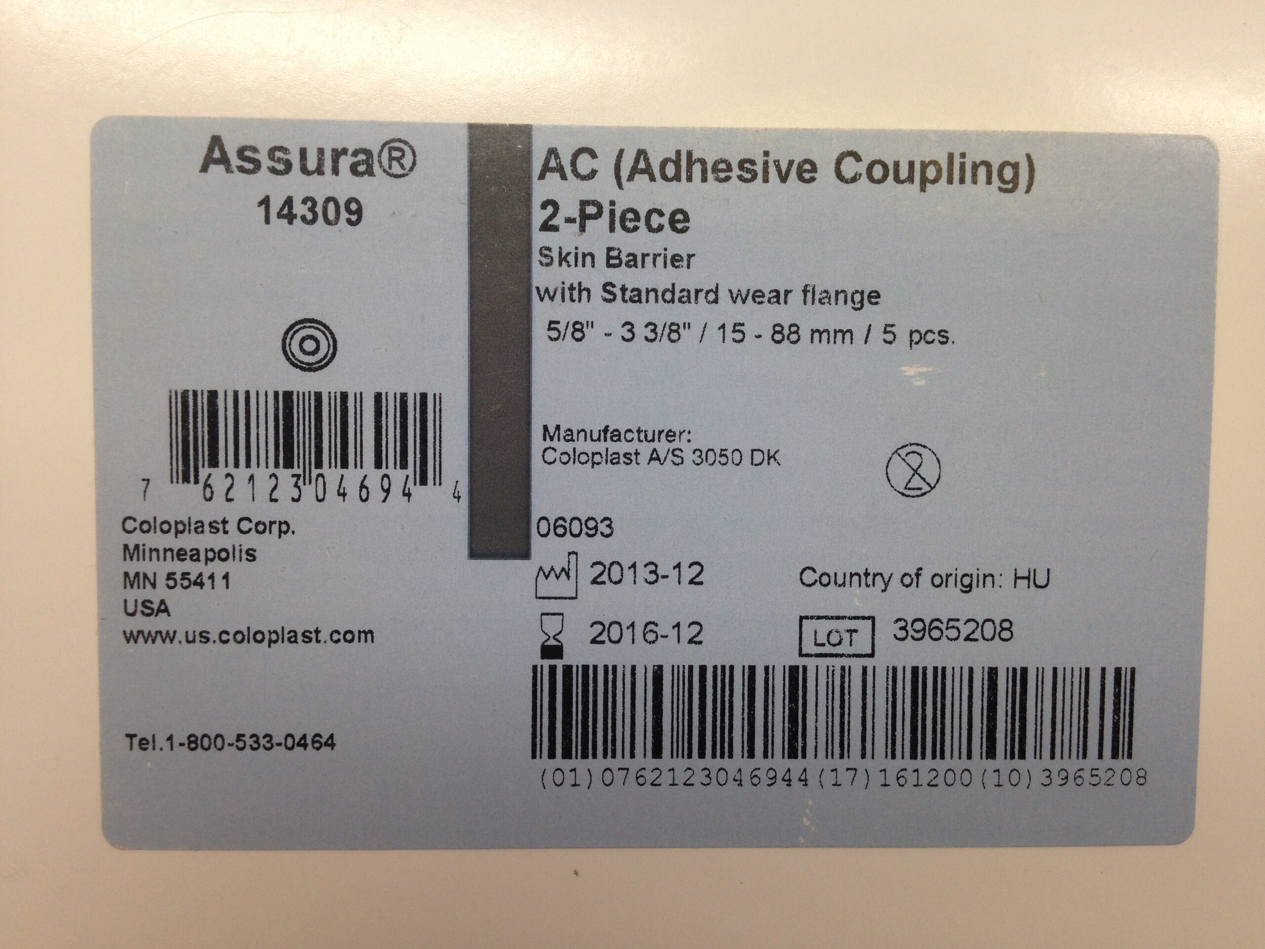 COLOPLAST 14309 Adhesive Coupling 2-Piece Skin Barrier (Box of 5) (X ...