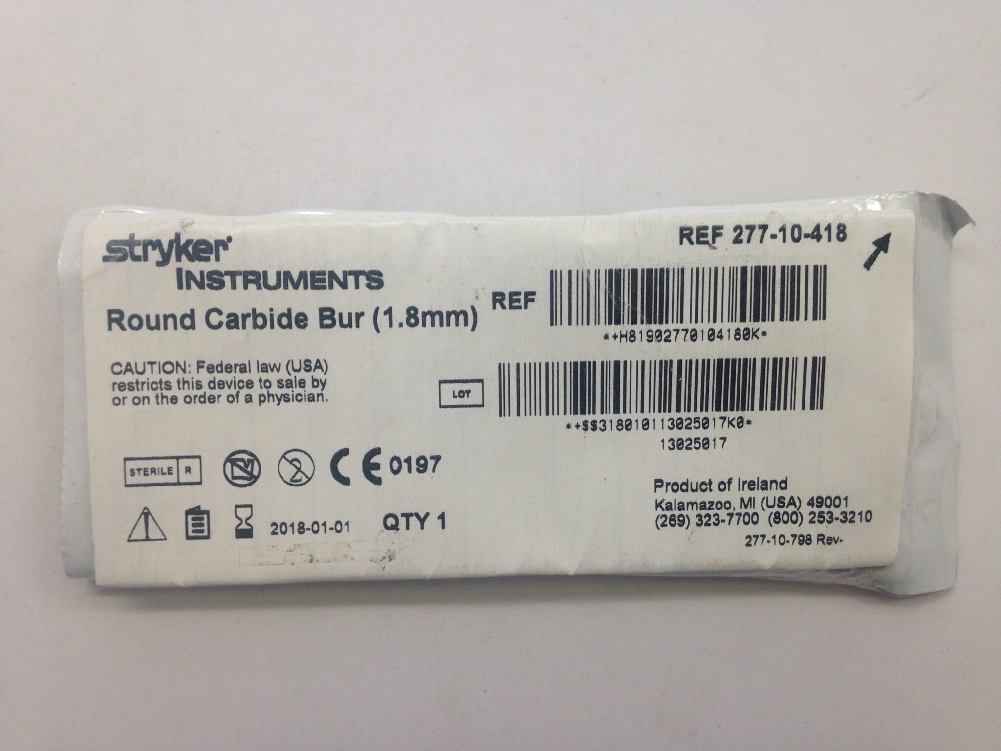 STRYKER 0277-010-418 1.8mm Round Carbide Bur(X) – GB TECH USA