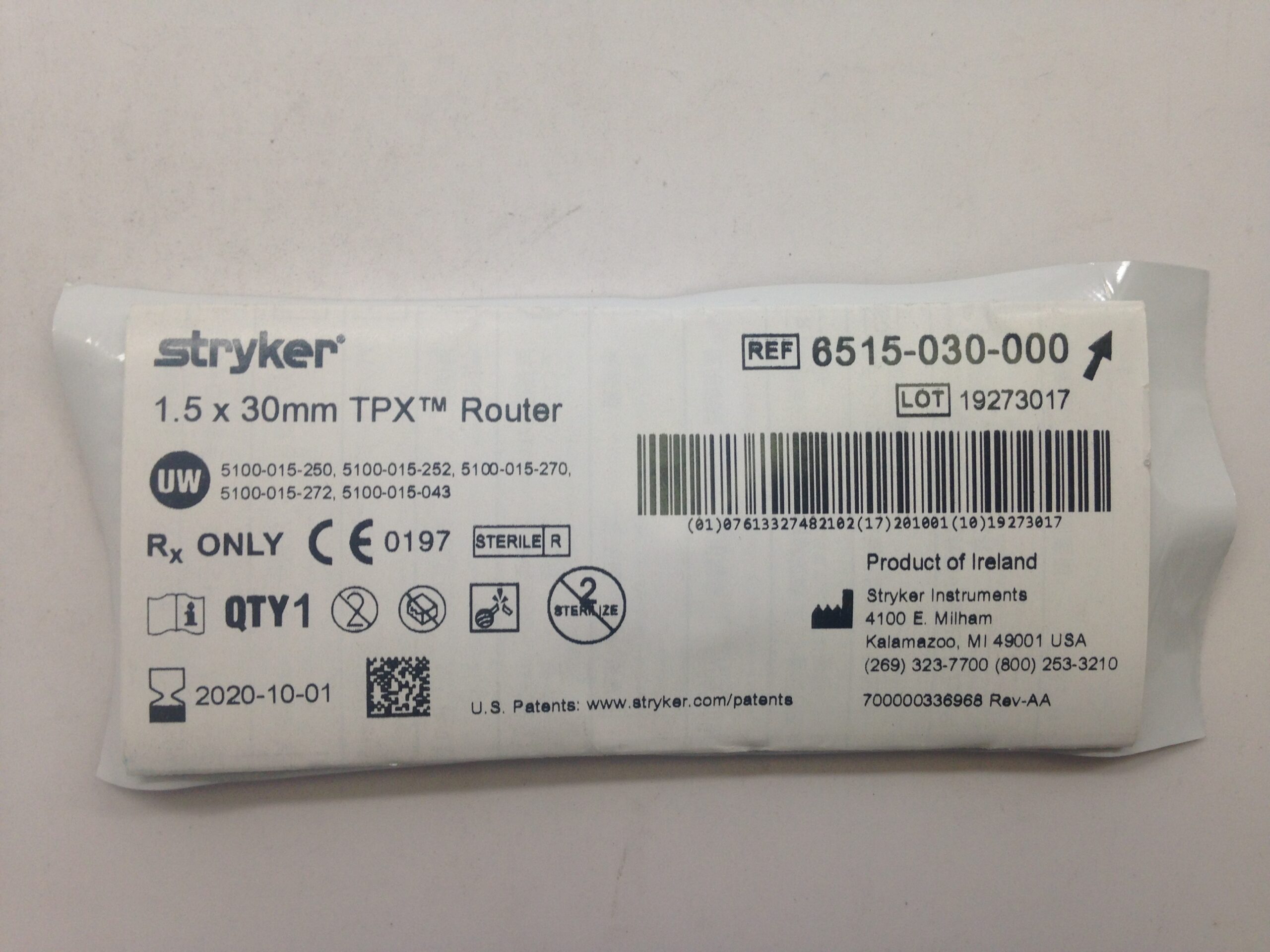 STRYKER 6515-030-000 TPX Router, 1.5 x 30mm (X) - GB TECH USA