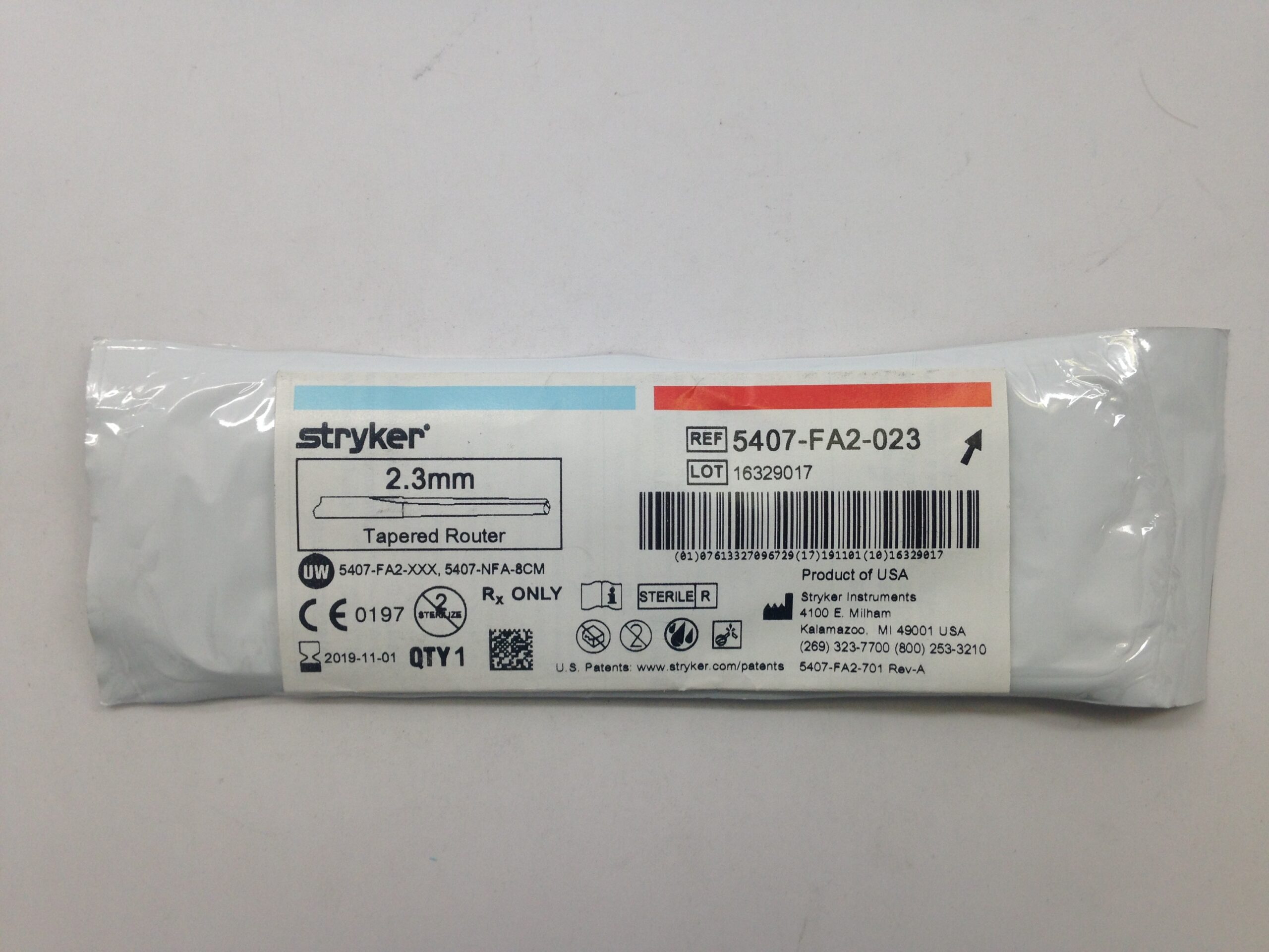 STRYKER 5407-FA2-023 Tapered Router, 2.3mm (X) - GB TECH USA