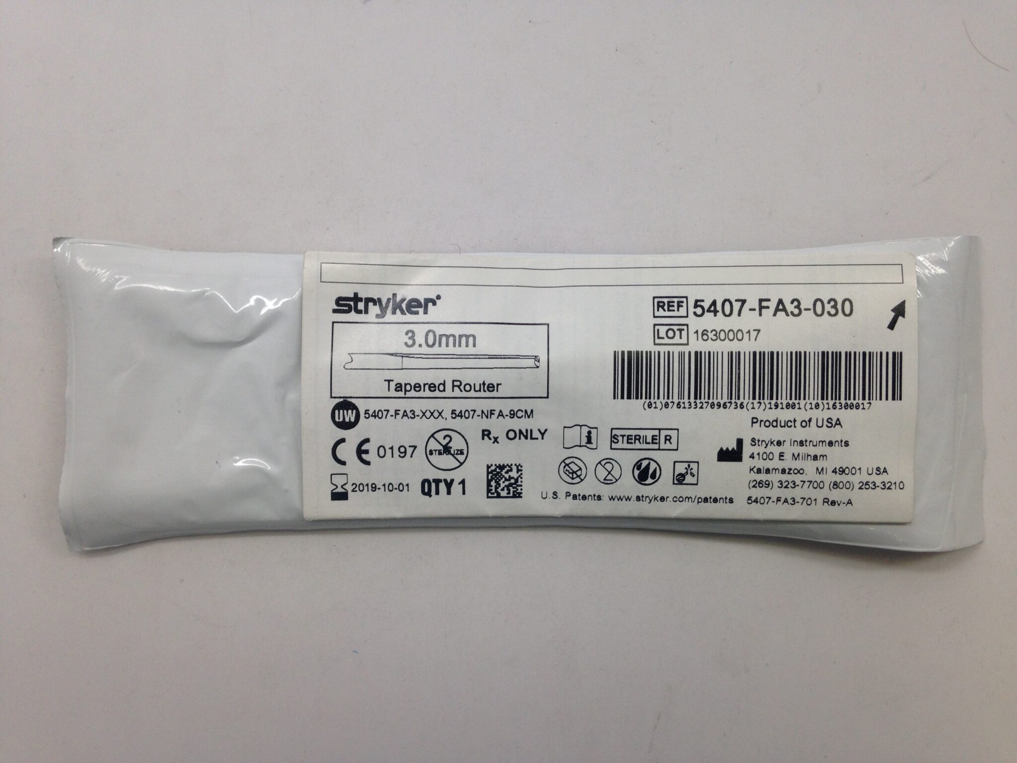 STRYKER 5407-FA2-023 Tapered Router, 2.3mm (X) – GB TECH USA