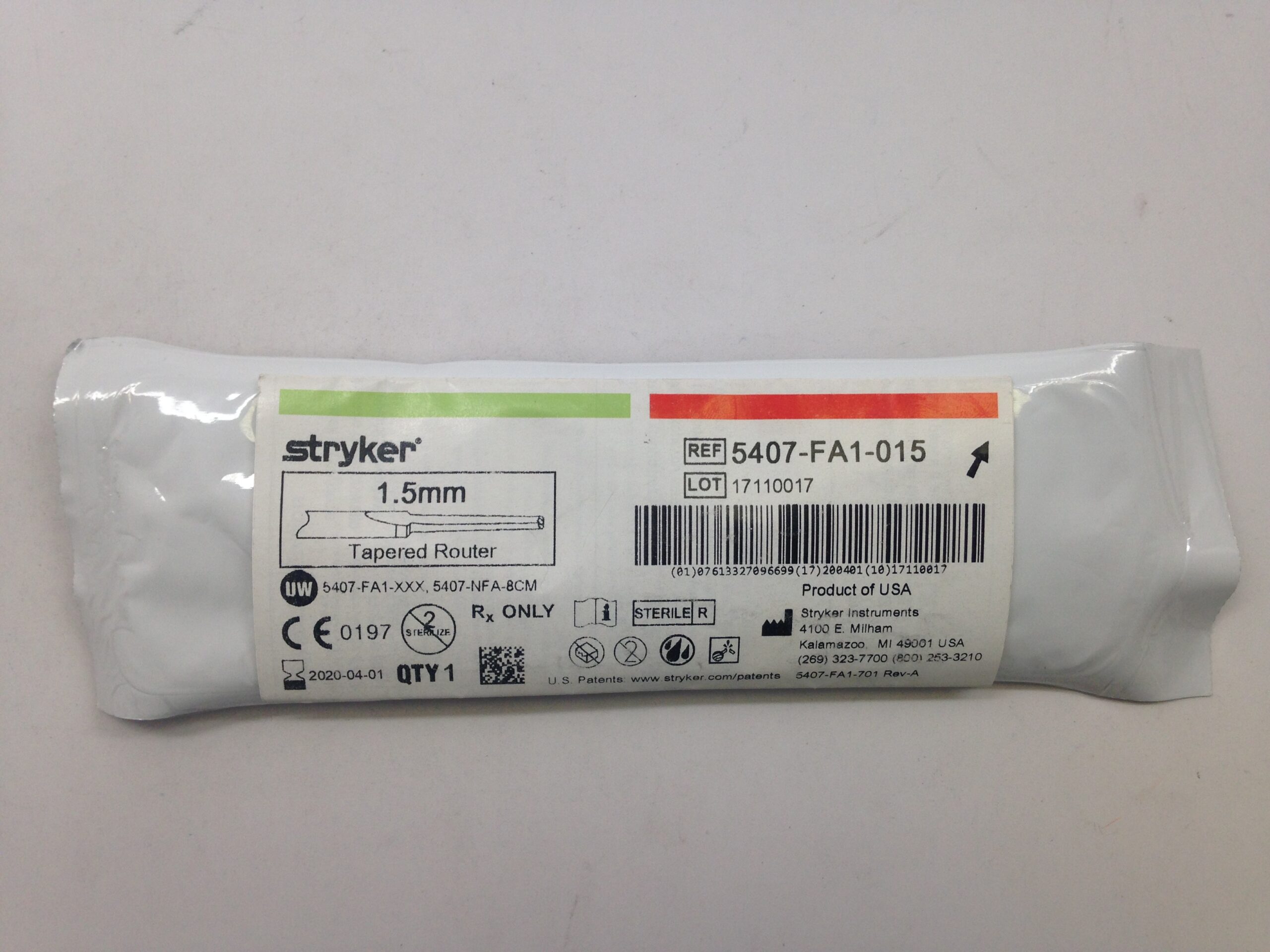 STRYKER 5407-FA1-015 Tapered Router, 1.5mm (X) - GB TECH USA