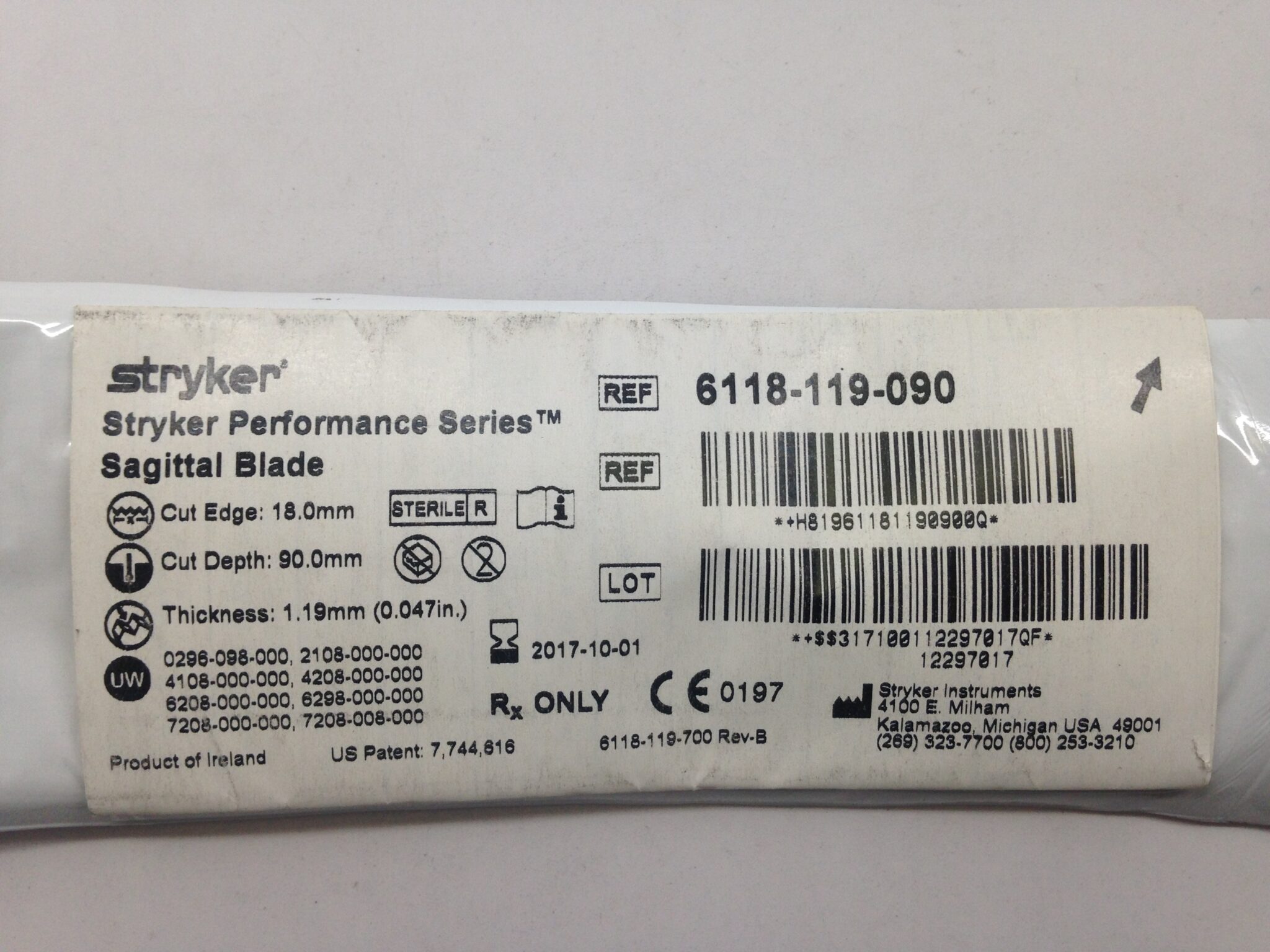 STRYKER 6118-119-090 Performance Series Sagittal Blade (X) - GB TECH USA